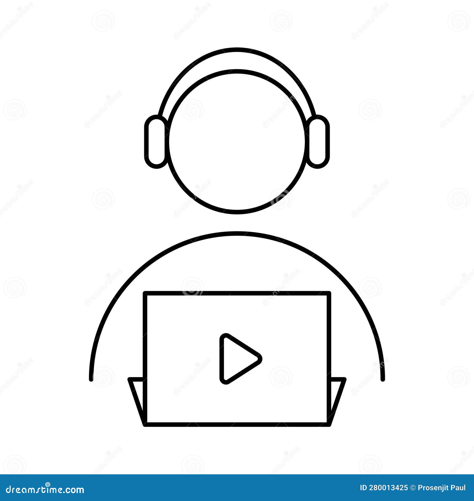 Man, Computer, Laptop, Headphone, Customer Services Icon Stock Vector ...