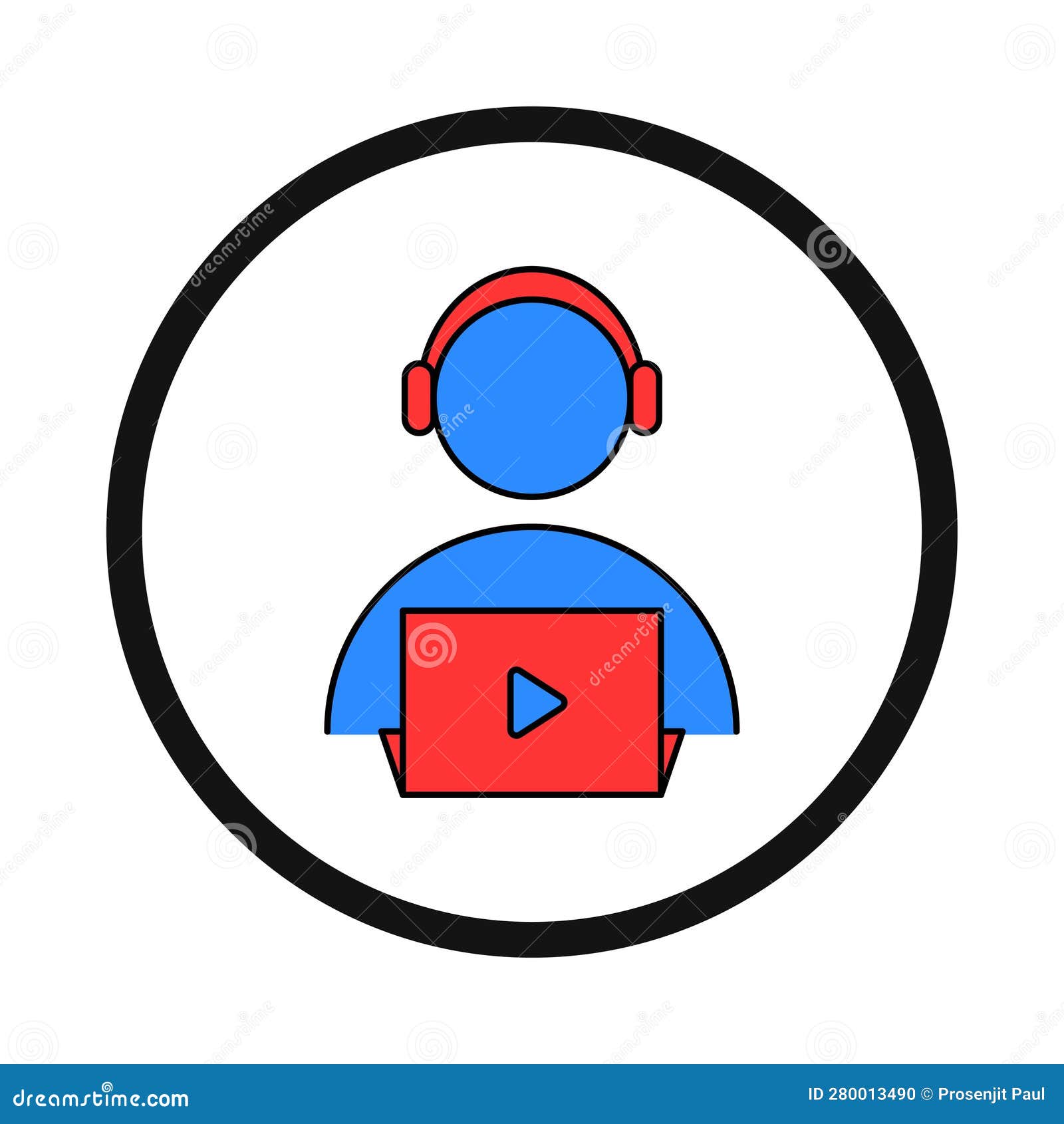 Man, Computer, Laptop, Headphone, Customer Services Icon Stock Vector ...