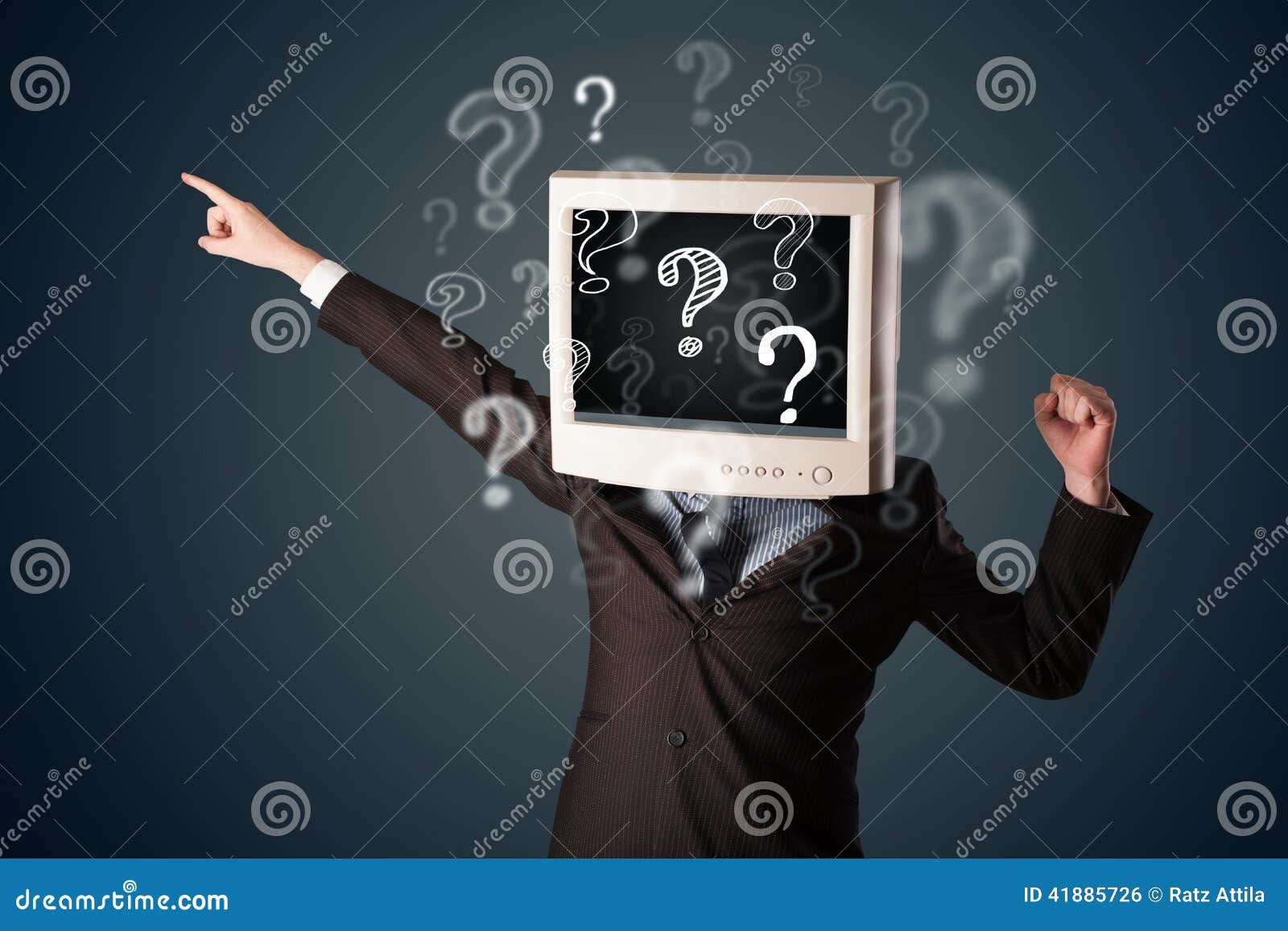 Man with a Computer Monitor Head Stock Photo - Image of multimedia ...