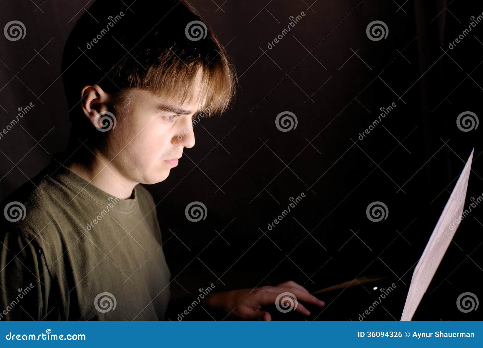 Man at the Computer at Night Stock Photo - Image of adult, concentrated ...