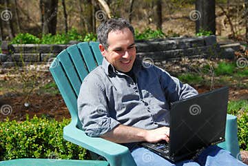 Man computer outside stock image. Image of outside, connectivity - 737315