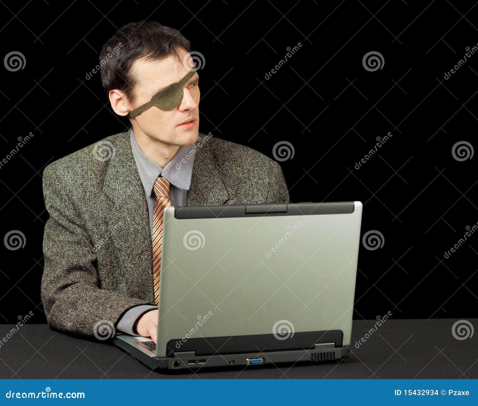 Man - Computer Pirate with Laptop Stock Photo - Image of clerk, filcher ...