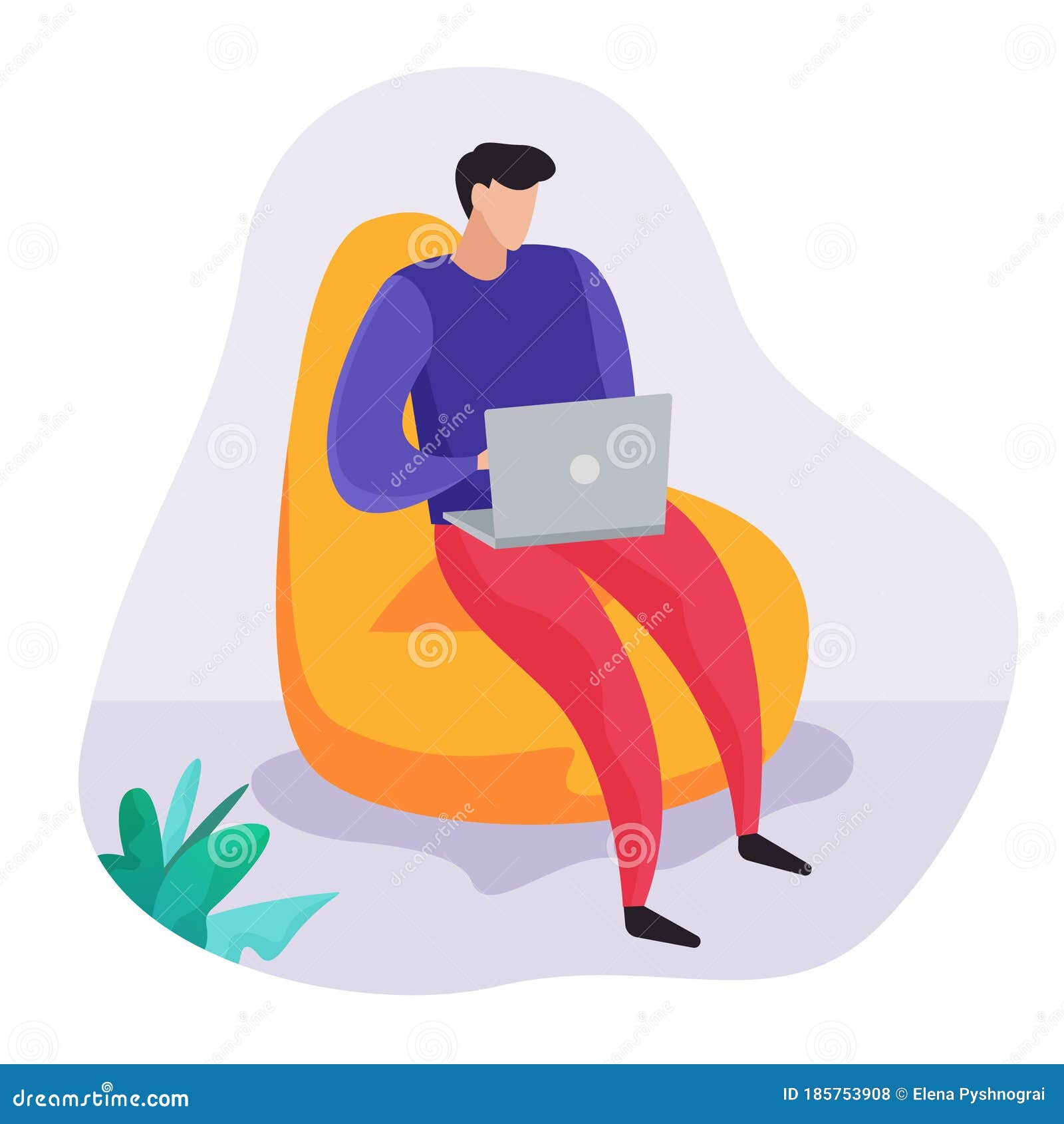 Man with Computer Sitting in Chair Stock Vector - Illustration of ...