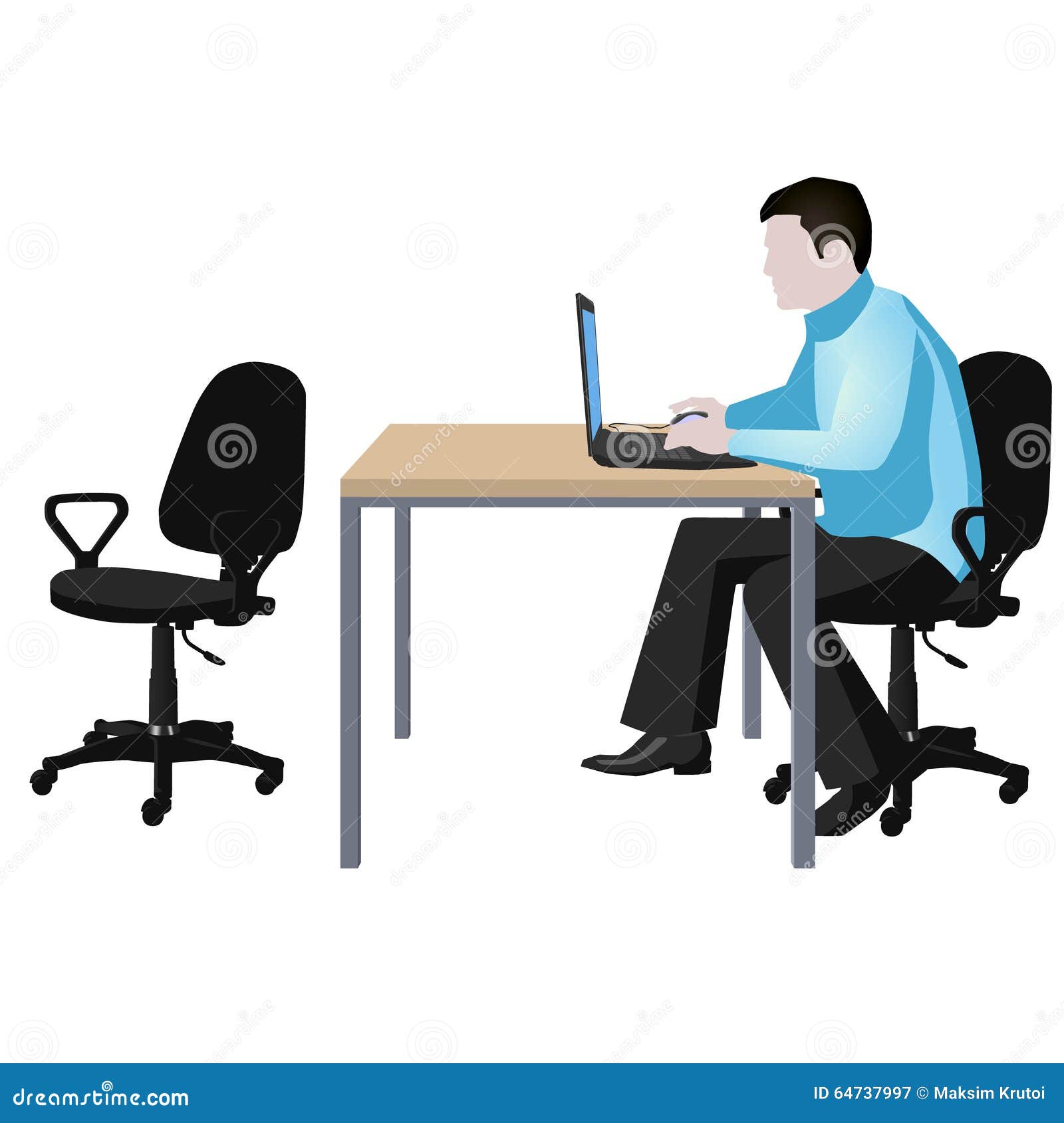 A man with a computer stock vector. Illustration of office - 64737997
