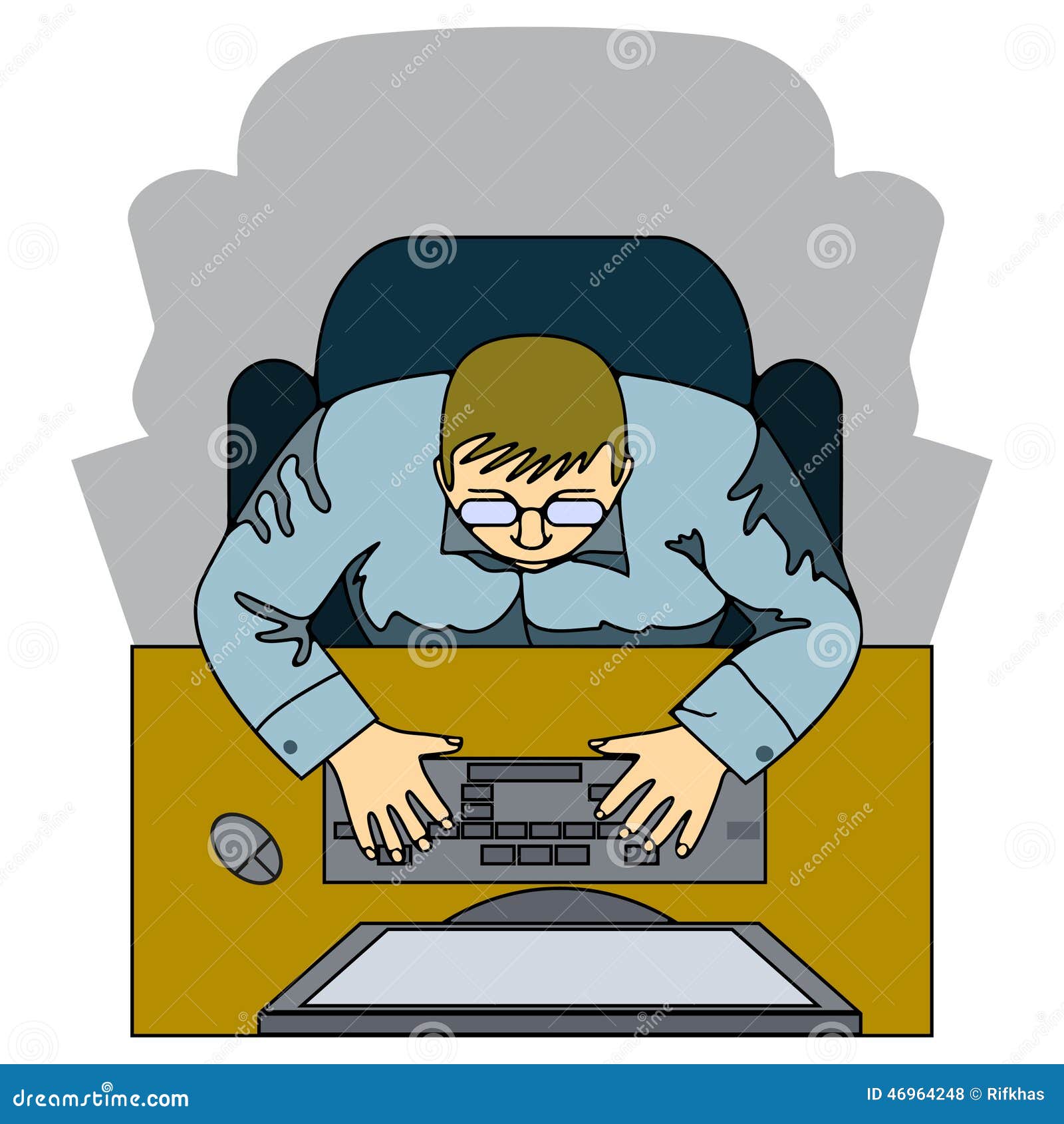 Man and computer. stock illustration. Illustration of caucasian - 46964248