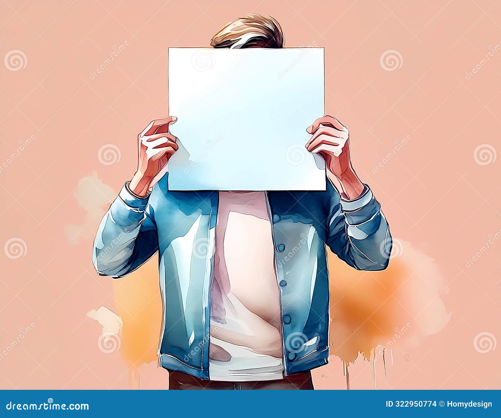 Man Concealing Face With Blank Paper Stock Photo | CartoonDealer.com ...