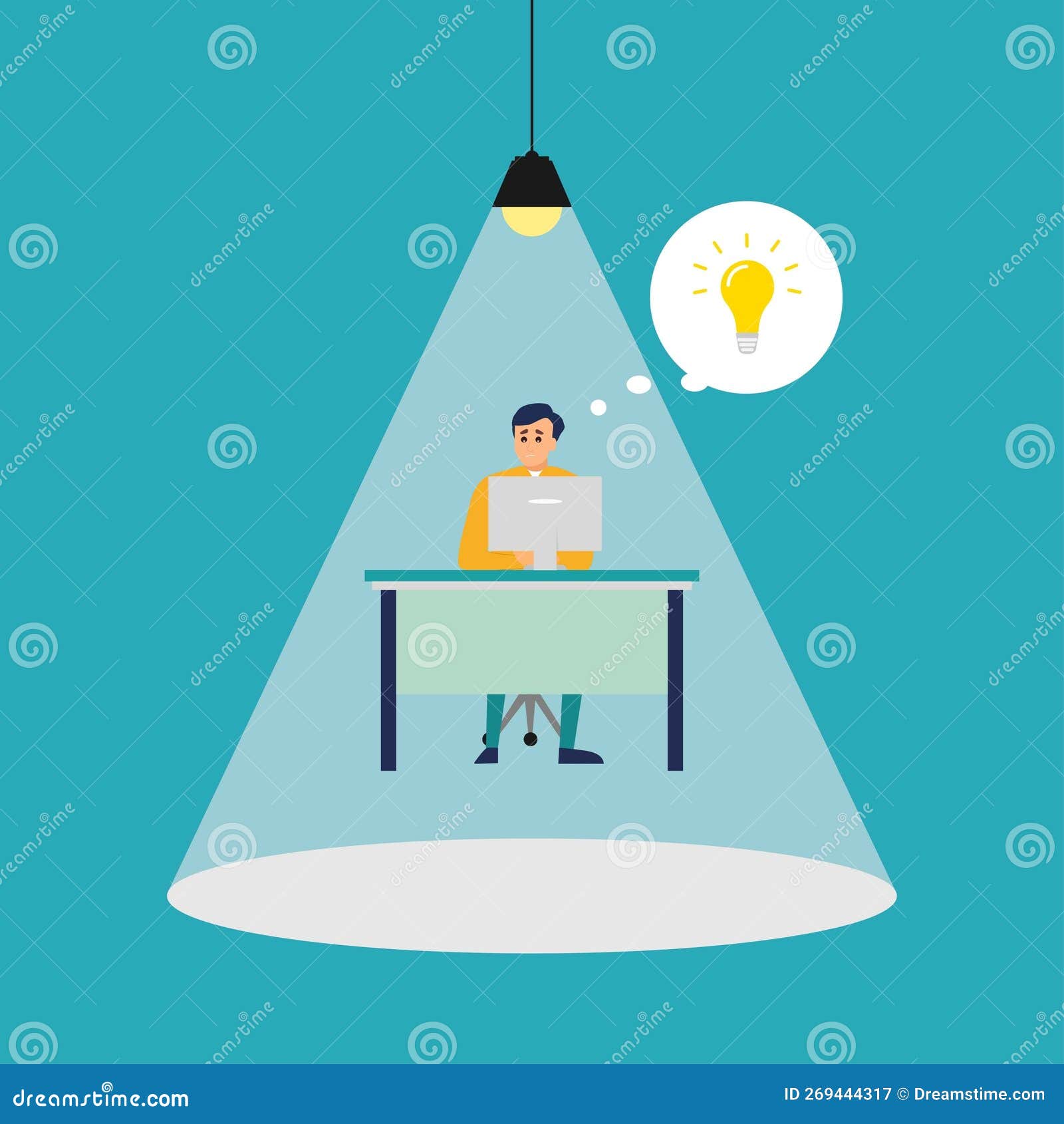 Man Concentrating And Focusing On His Computer Work And Thinking Of New ...