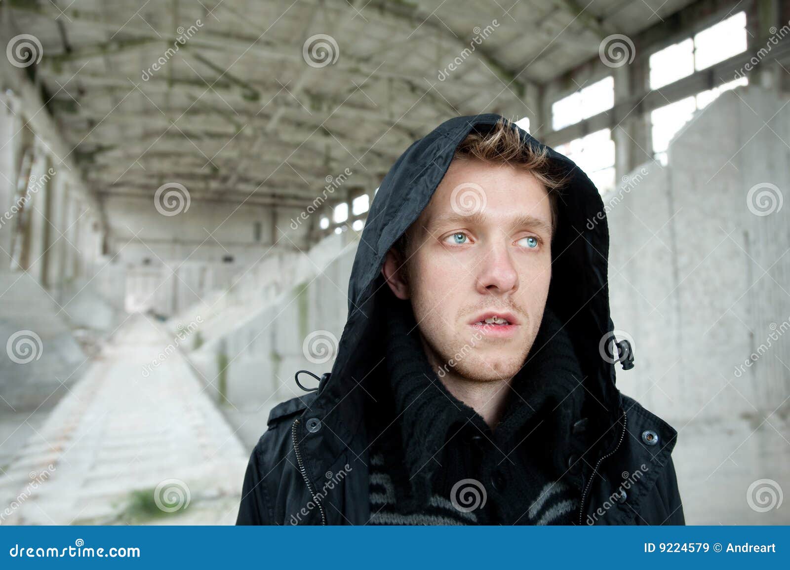 Man in Concrete Building stock image. Image of industry - 9224579