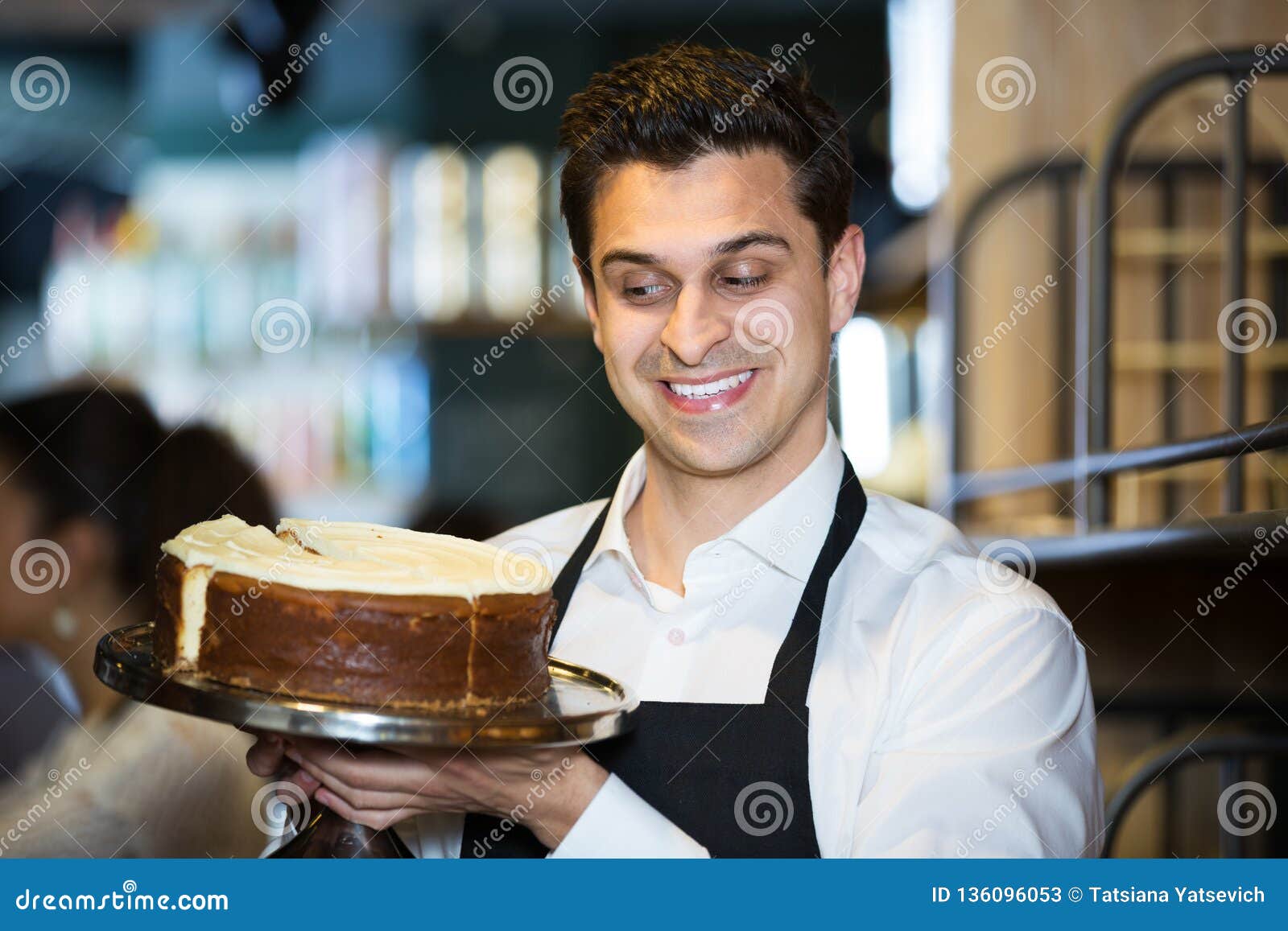 Man Confectioner Holding Delicious Cake Stock Image - Image of ...
