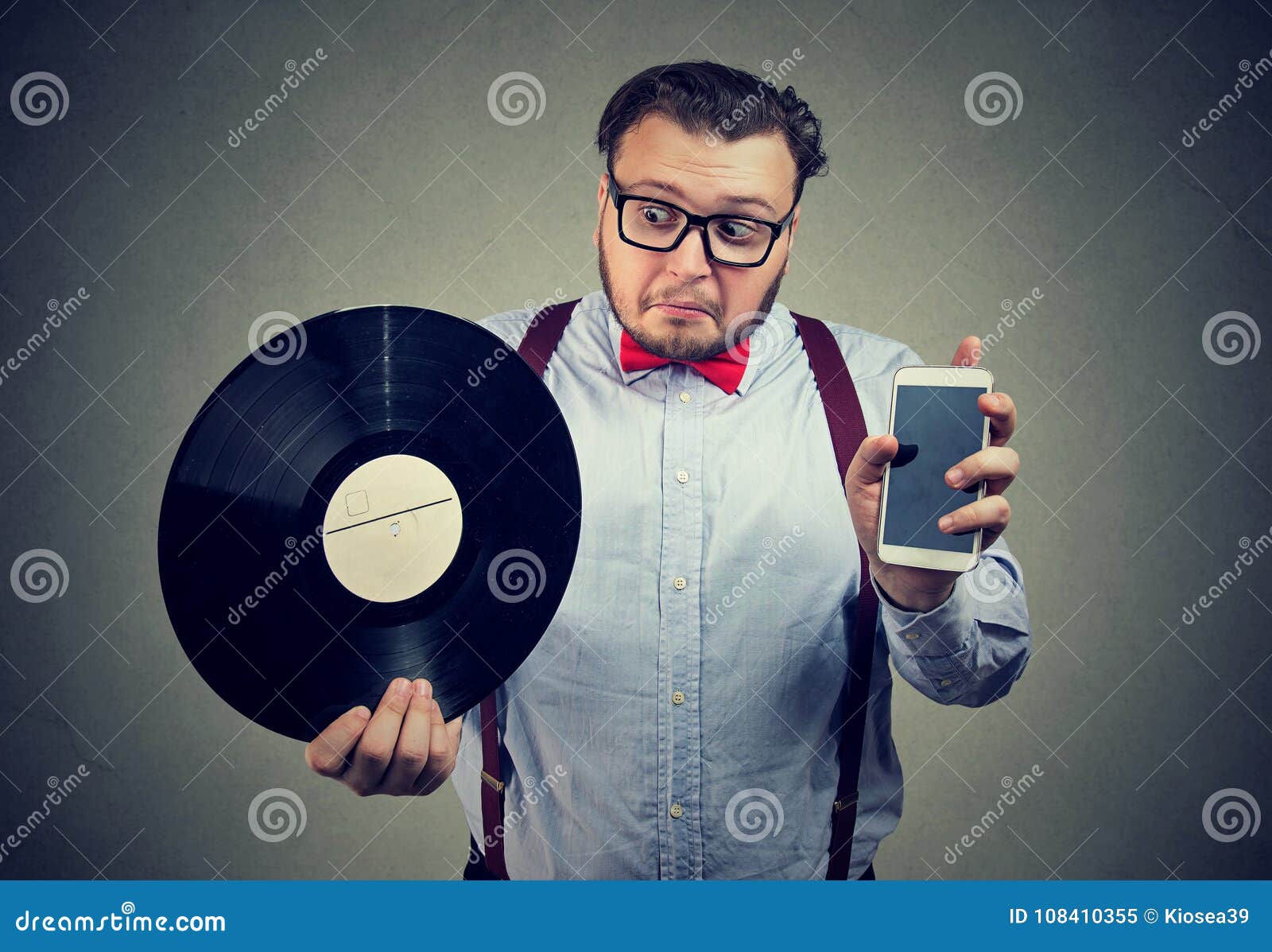 Man Confused with New and Old Technology Stock Image - Image of chunky ...
