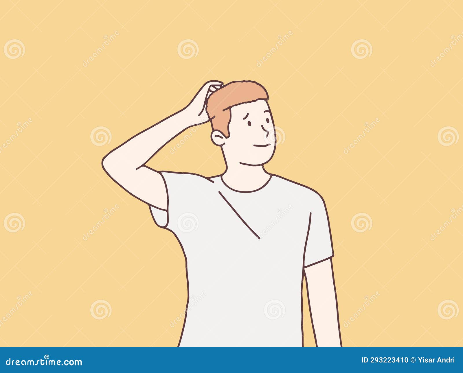 Boy Scratching His Head Trying To Remember Or Thinking Hard. Confusion ...