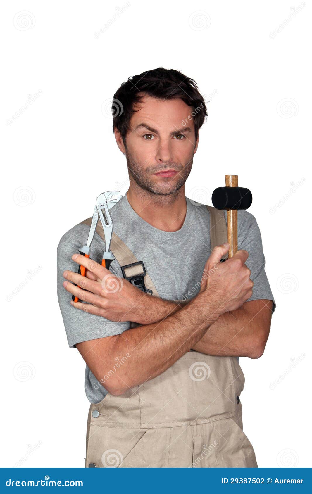 Man confused by work tools stock photo. Image of caucasian - 29387502