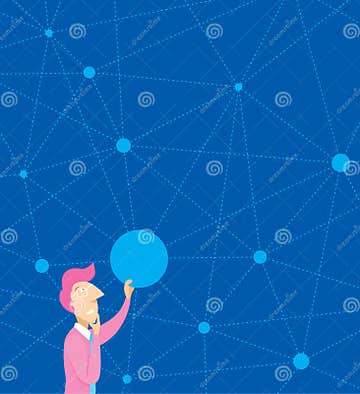 Man Connecting Dots on Complex Network Stock Vector - Illustration of ...