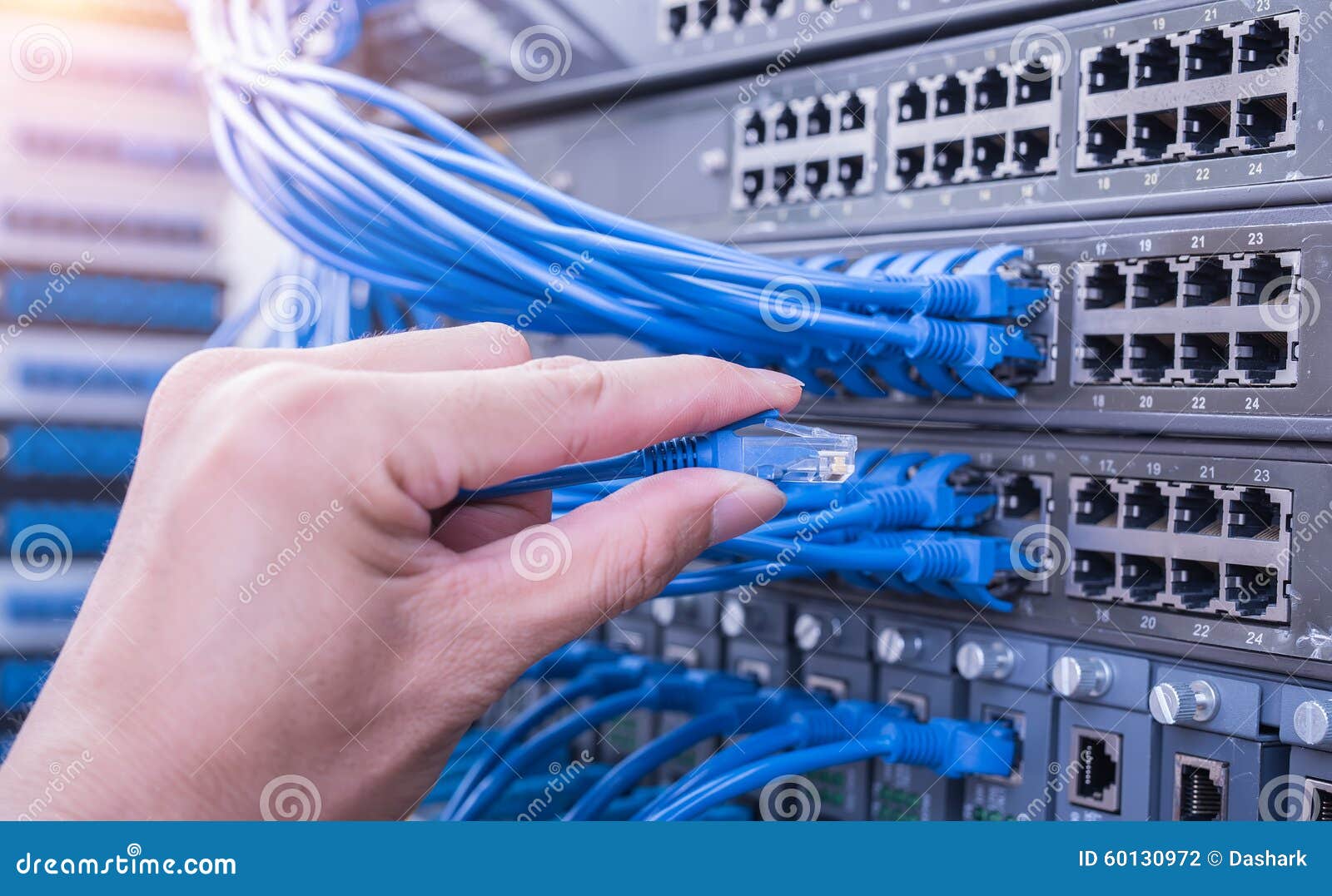 Man Connecting Network Cable Stock Photo - Image of cable ...