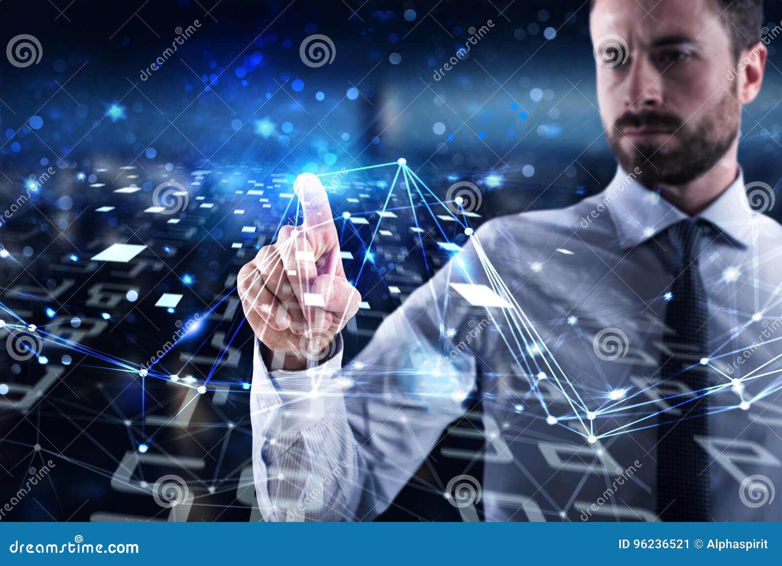 Man Connecting To Global World. Concept of Interconnection, Internet ...