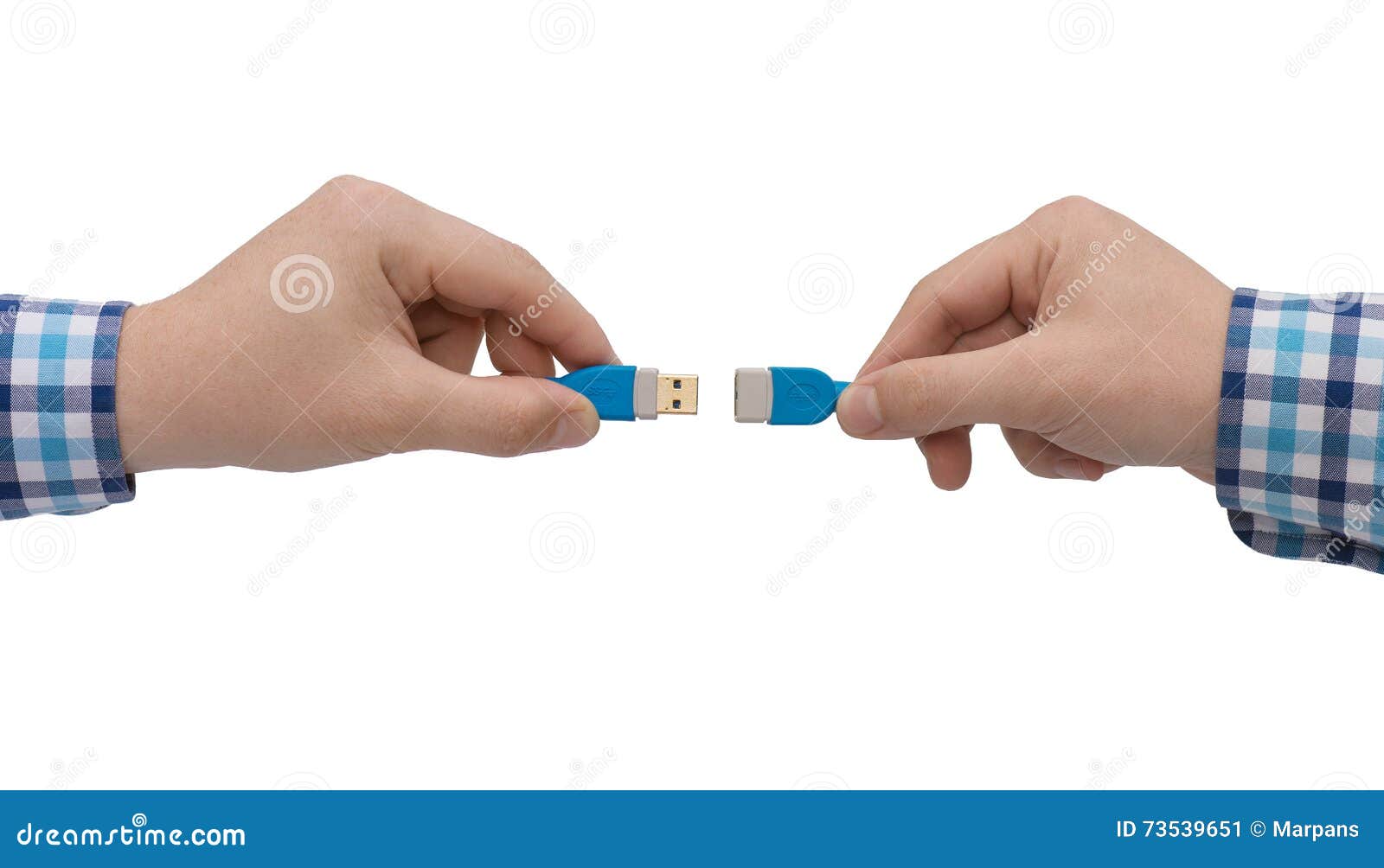 Man Connecting USB Cable, on White Stock Image - Image of background ...