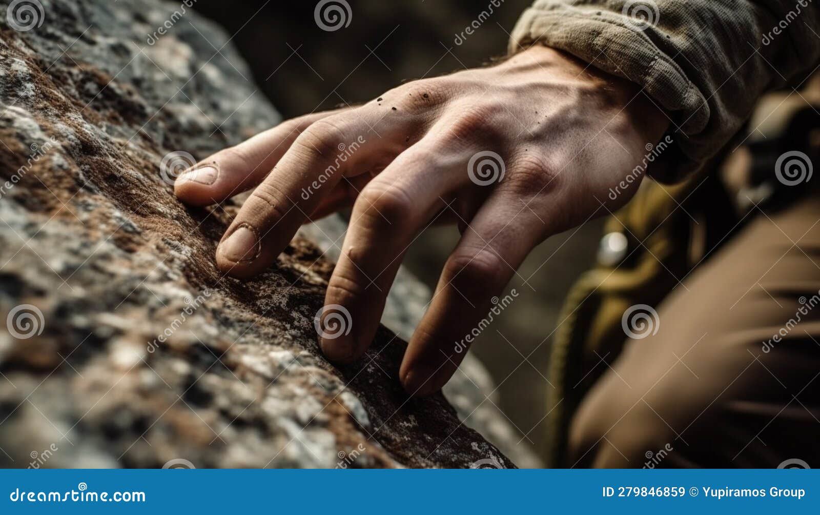 Man Conquers Mountain Cliff with Strength and Determination Generated ...