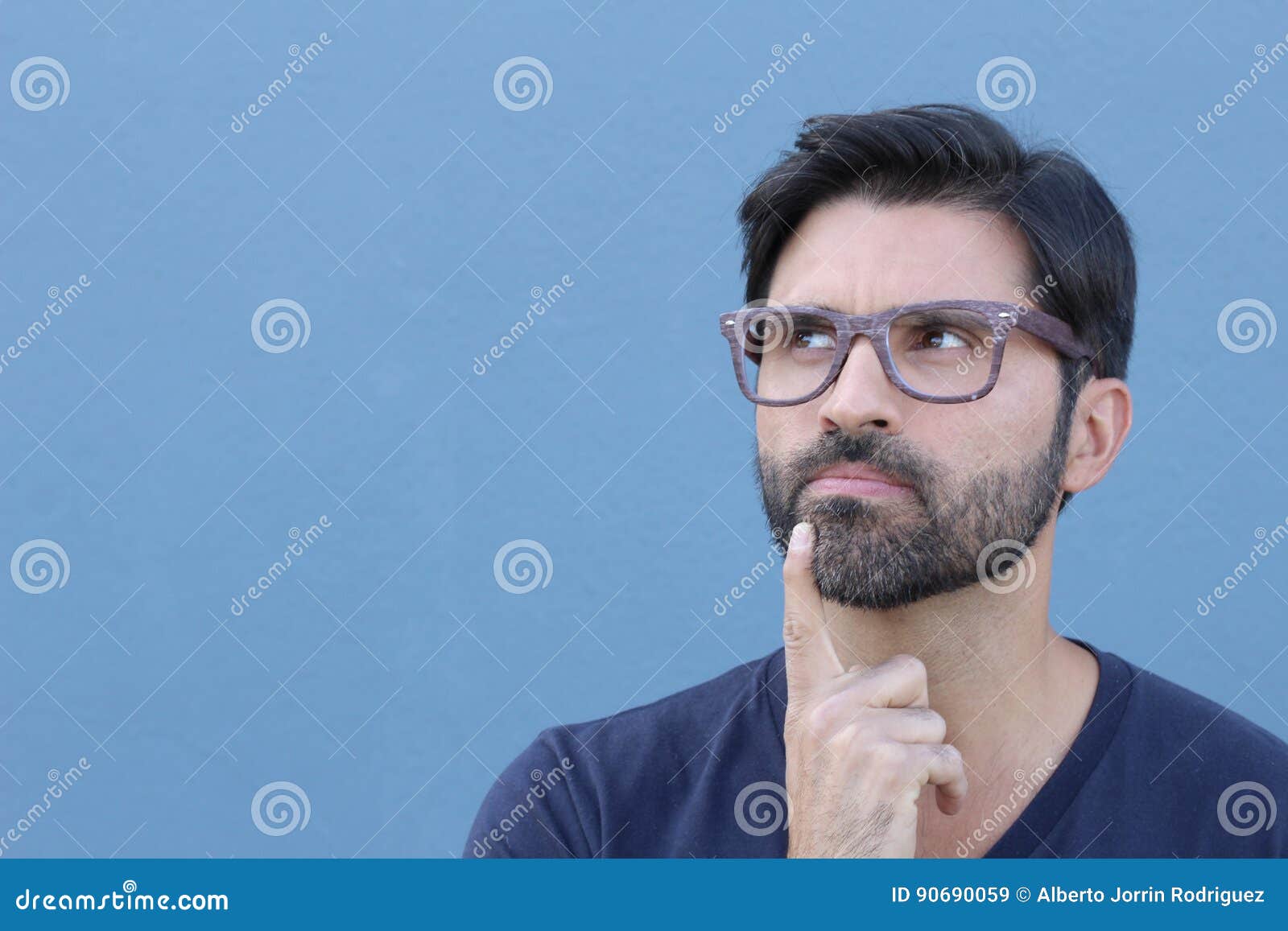 Man Considering Something Positive with Copy Space Stock Image - Image ...