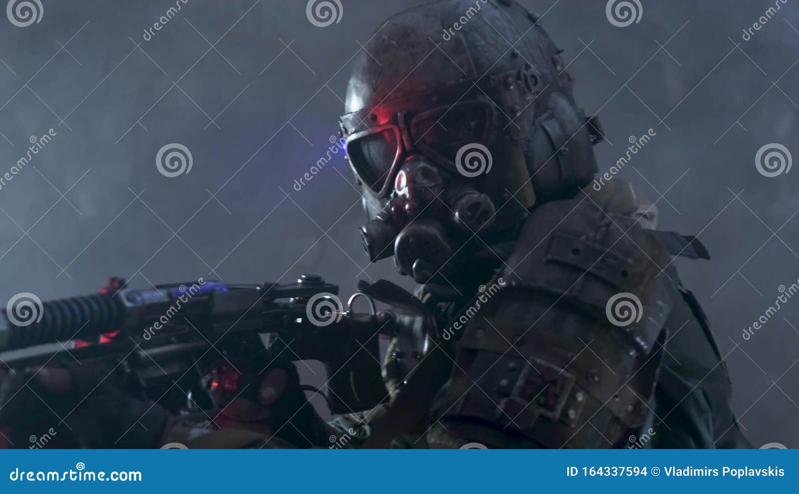 Man in Consplay Post Apocalypse Costume is Posing for Operator Stock ...
