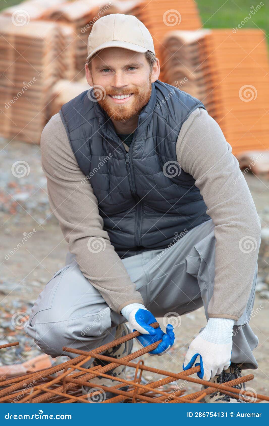Man Construction Engineer Worker at House Building Site Stock Image - Image of architect ...