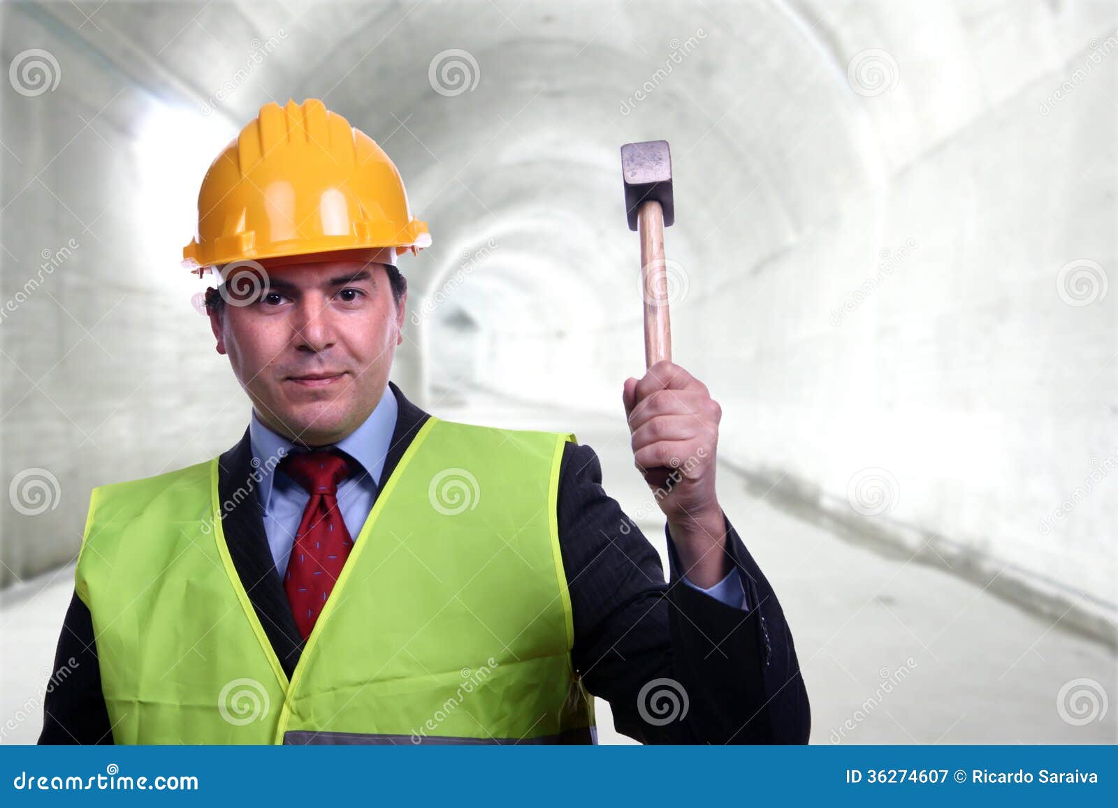 Man with Construction Hat Portrait Stock Image - Image of helmet, hard ...