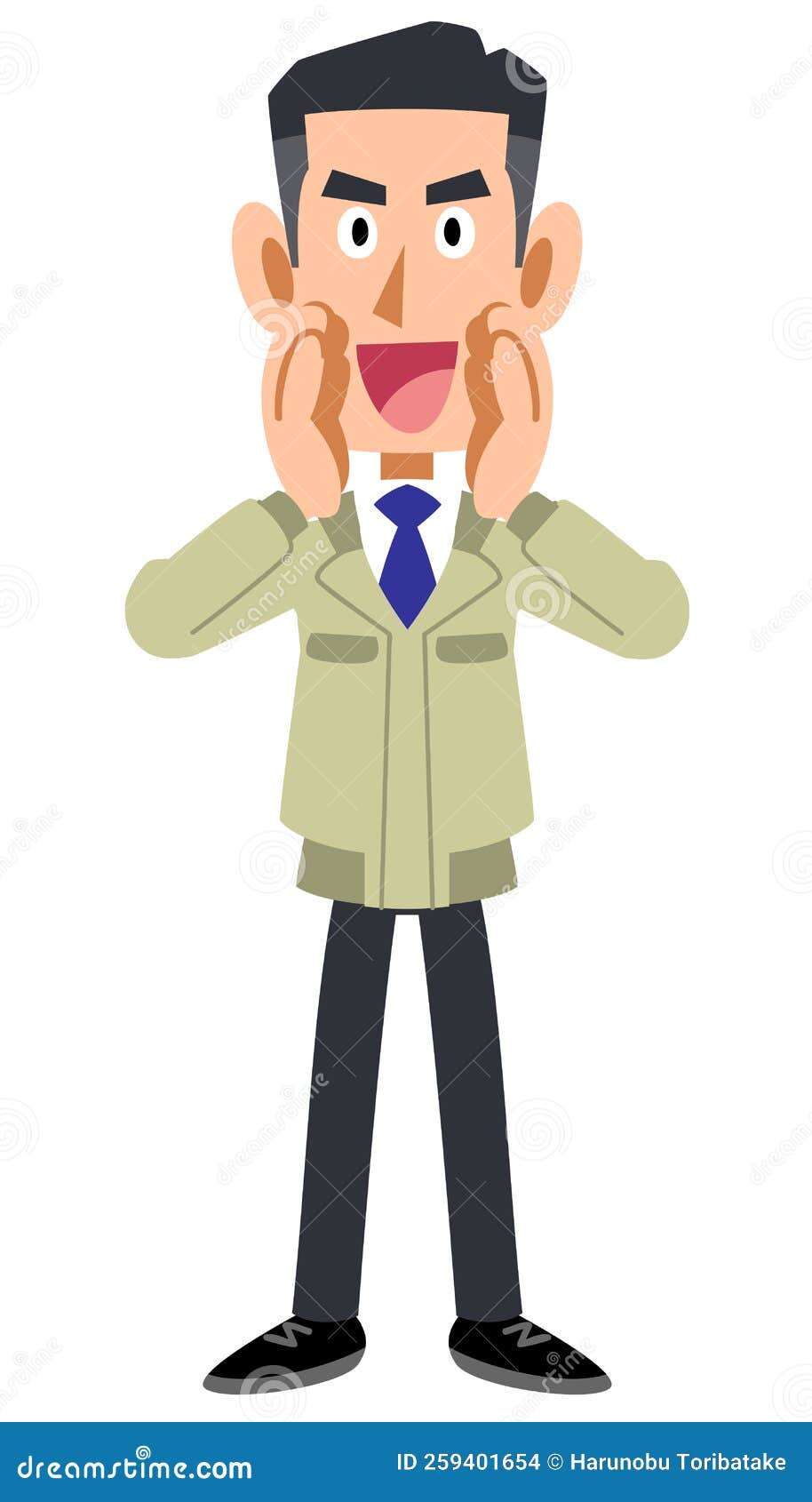 A Man at a Construction Shop Calling Out Loud Stock Vector ...