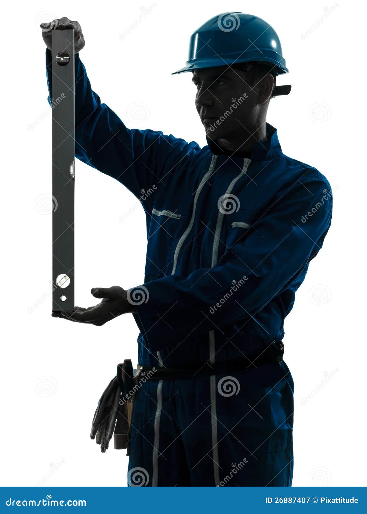 Man Construction Worker Holding Level Silhouette Royalty-Free Stock ...
