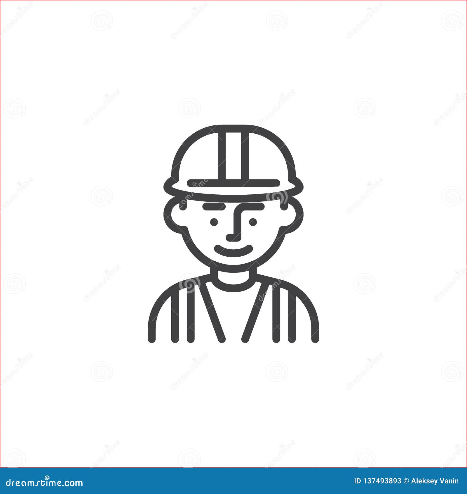 Man Construction Worker Line Icon Stock Vector - Illustration of ...