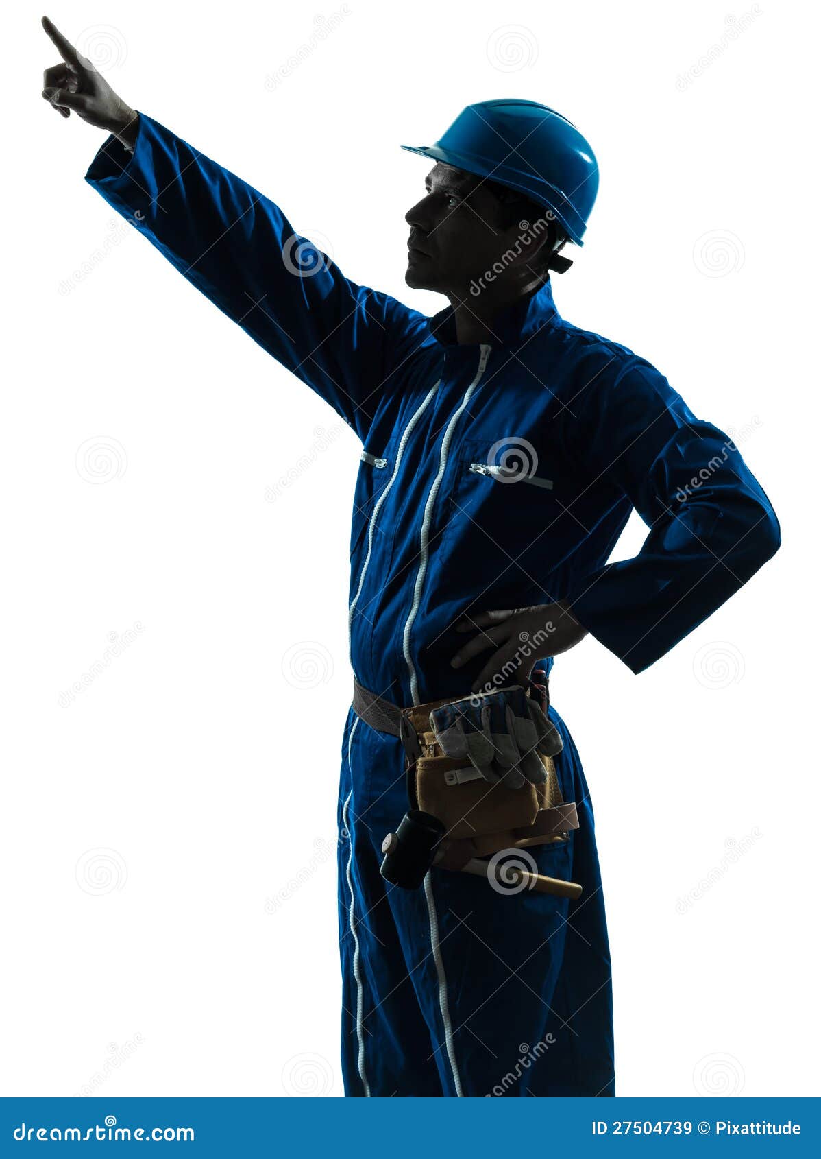 Man Construction Worker Pointing Silhouette Stock Image - Image of ...