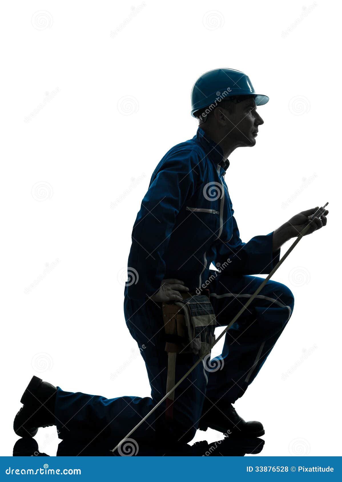 Man Construction Worker Silhouette Stock Photo - Image of manual ...