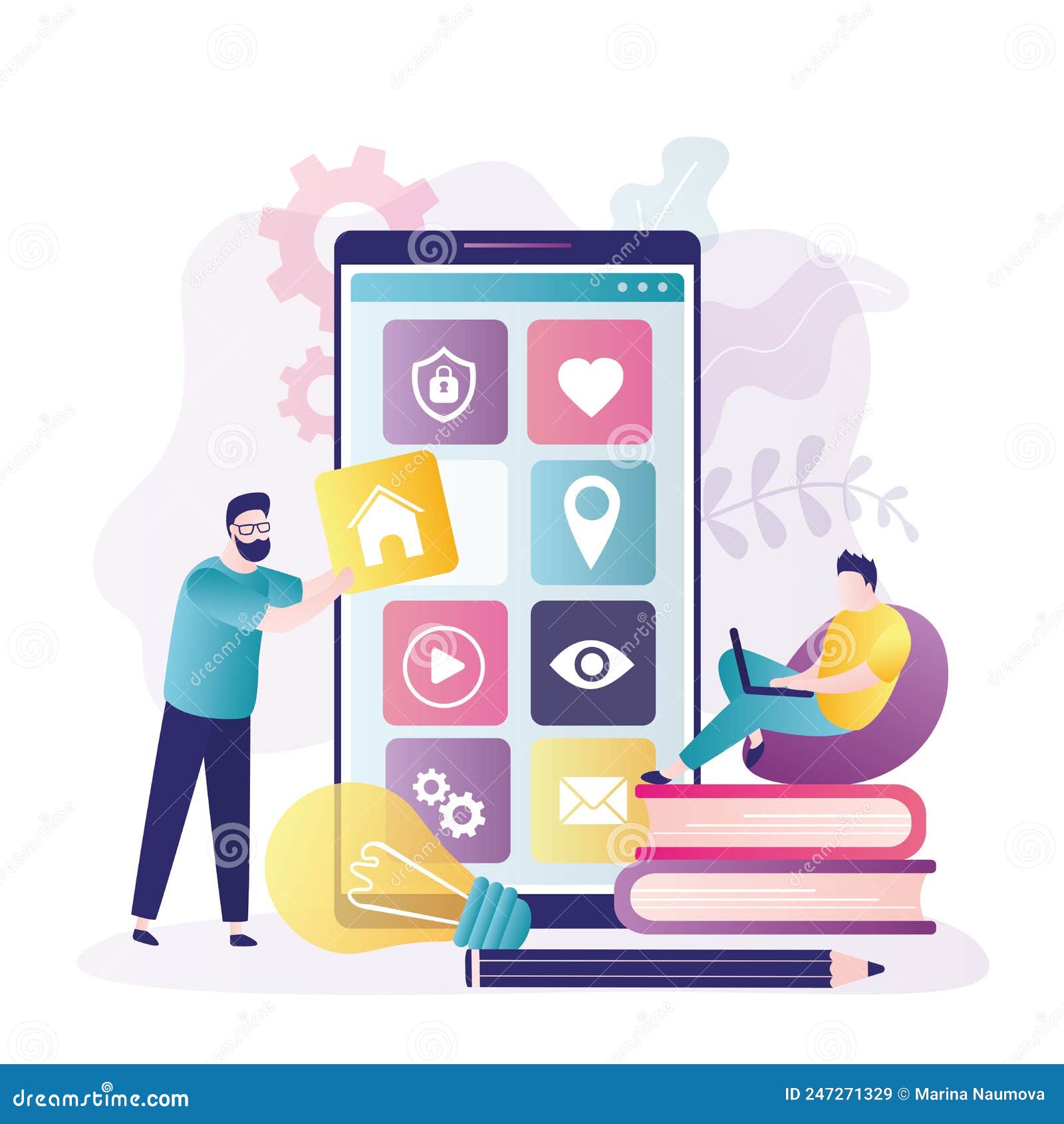 Man Constructs App Interface. Team Creates Custom Design for Mobile ...