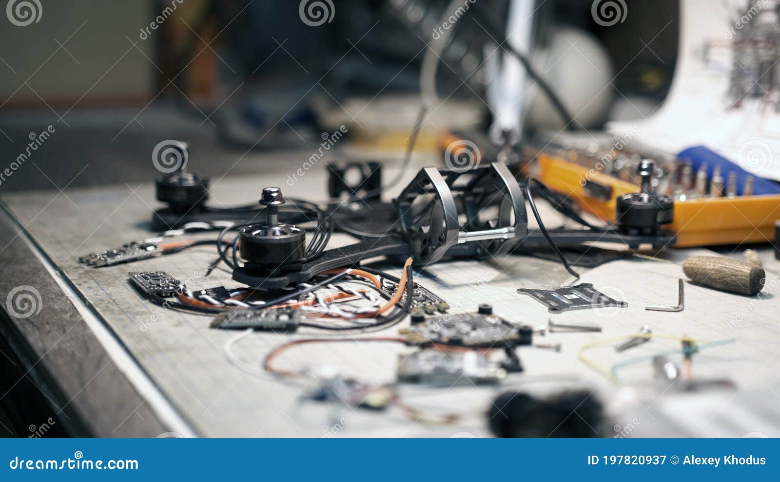 Man Constructs a FPV Drone from Parts Stock Image - Image of ...