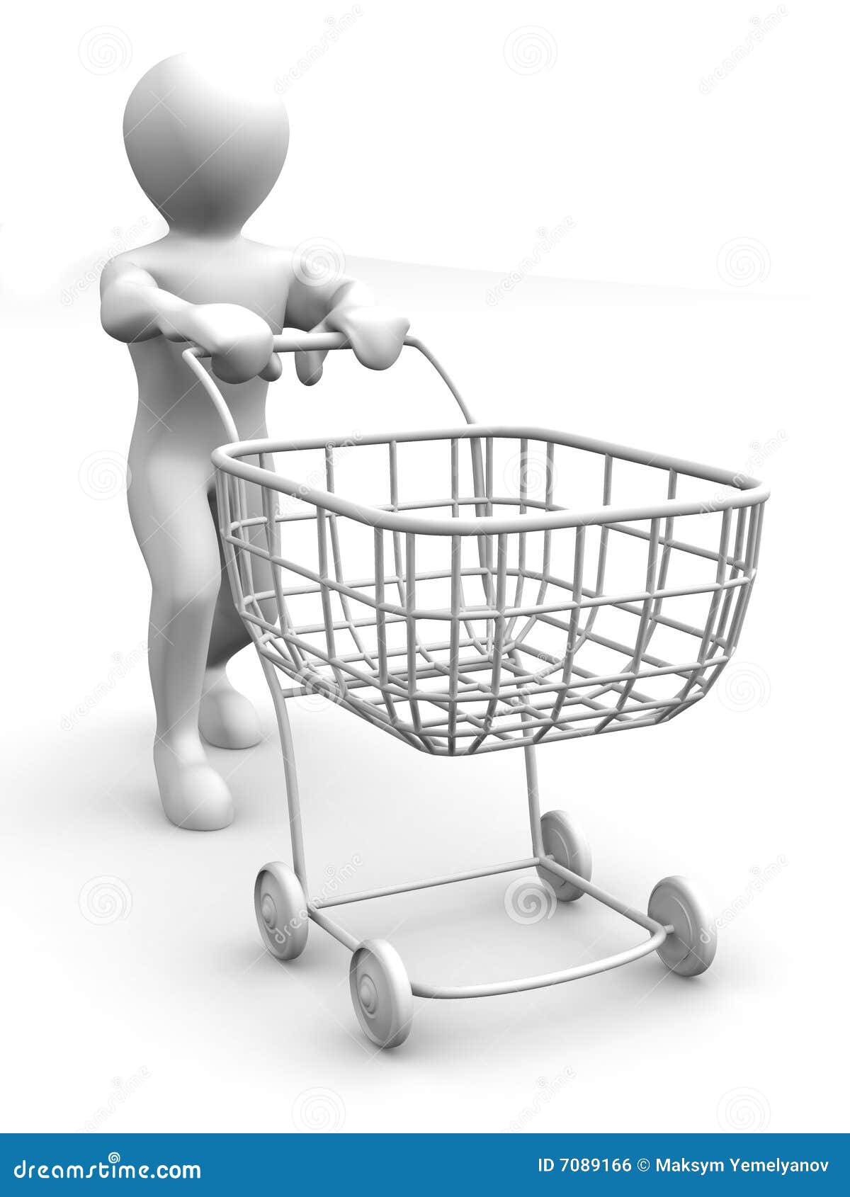 Man with consumer basket stock illustration. Illustration of checkout ...