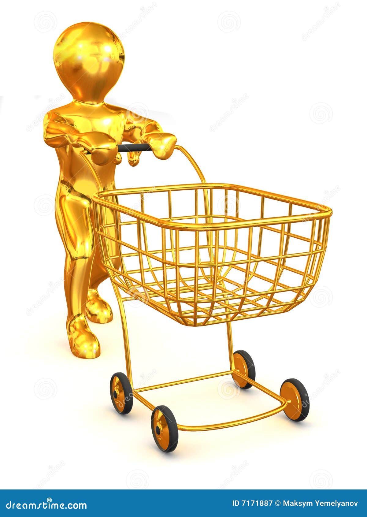 Man with consumer basket stock illustration. Illustration of shape ...