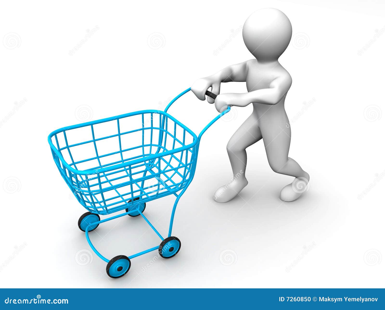 Man with consumer basket stock illustration. Illustration of ...