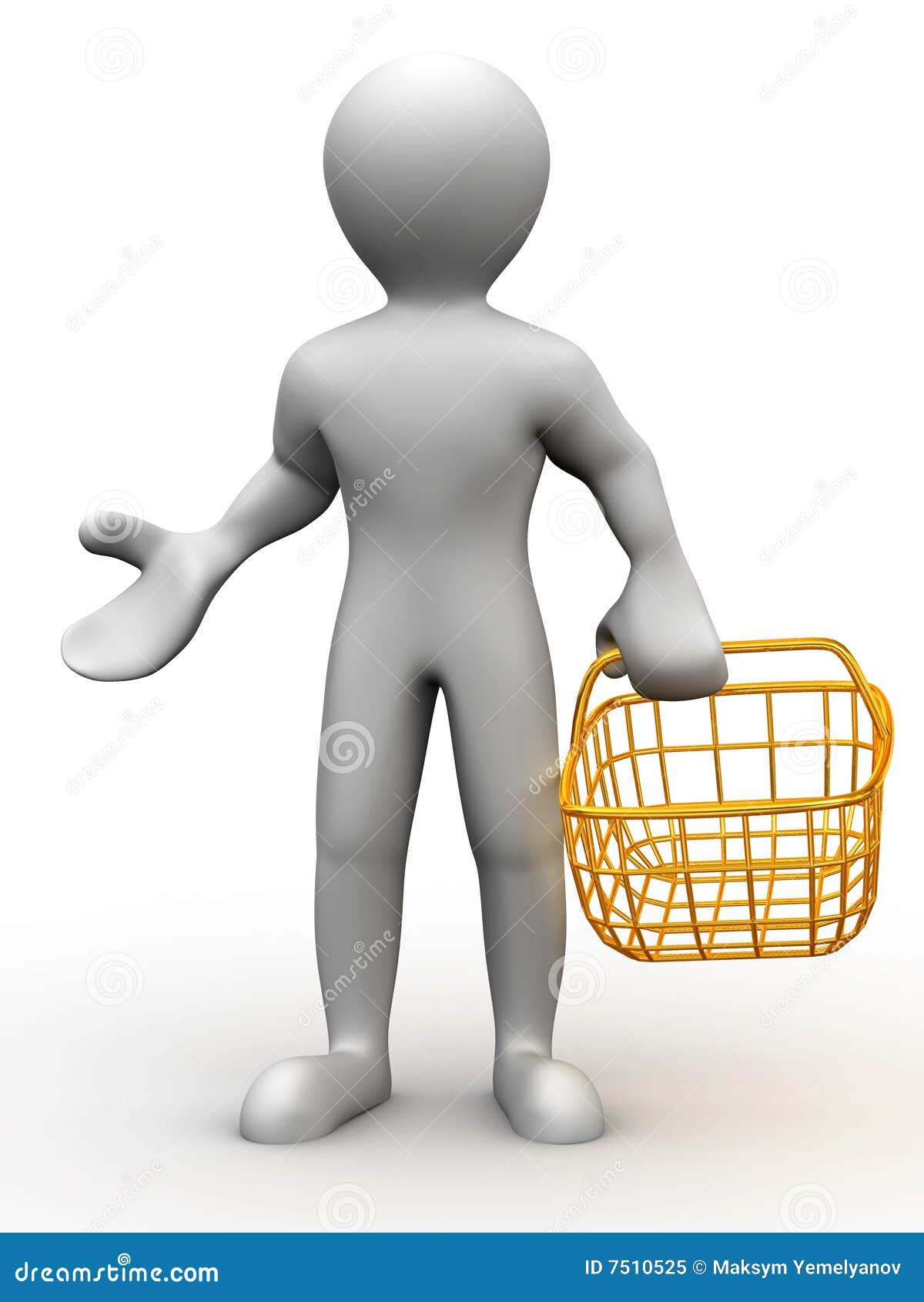 Man with consumer basket stock illustration. Illustration of market ...