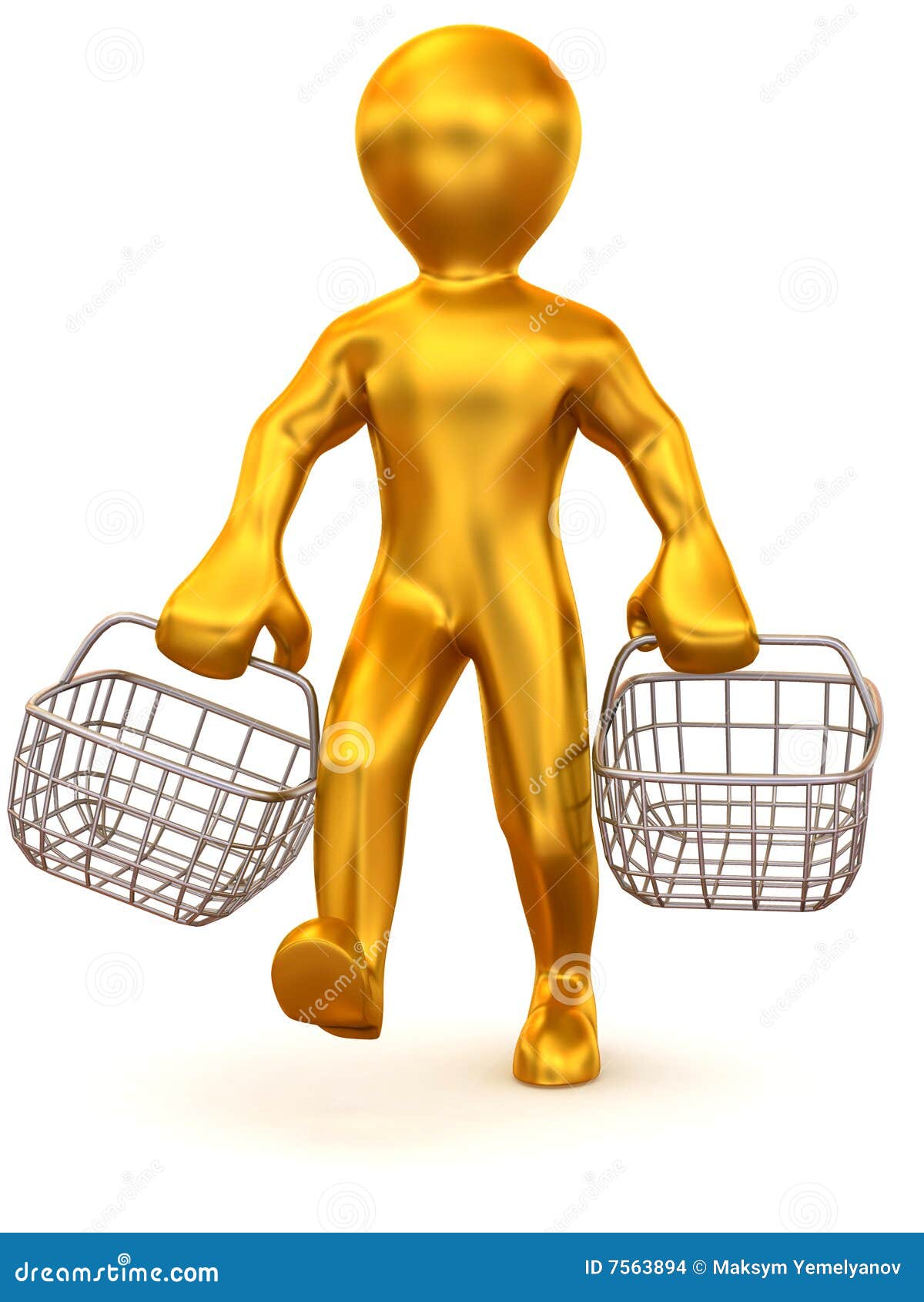 Man with consumer basket stock illustration. Illustration of occupation ...