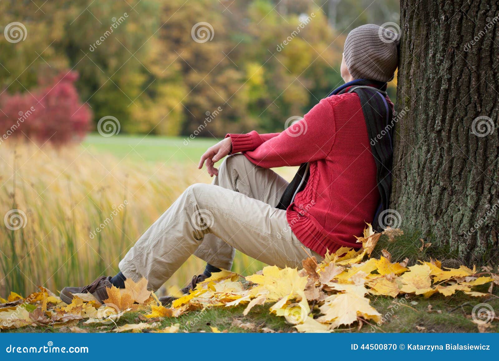 Man contemplating stock photo. Image of forest, person - 44500870