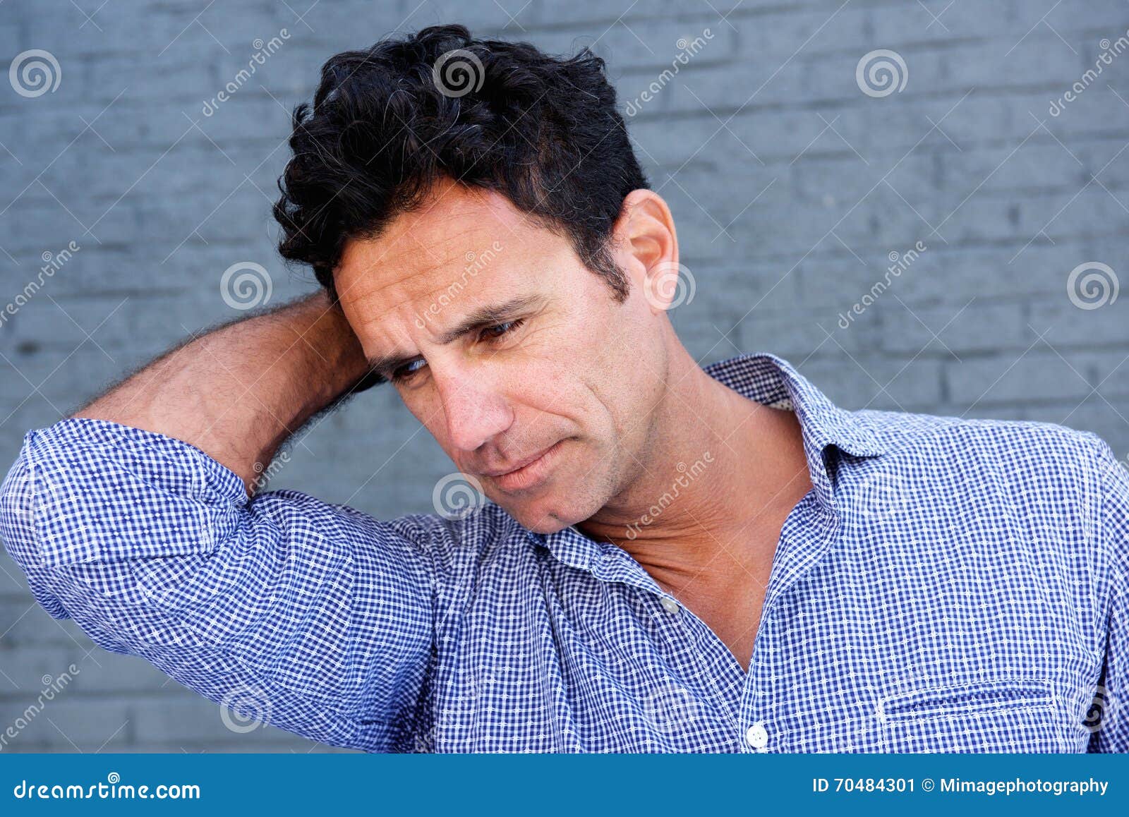 Man in contemplation stock image. Image of expression - 70484301