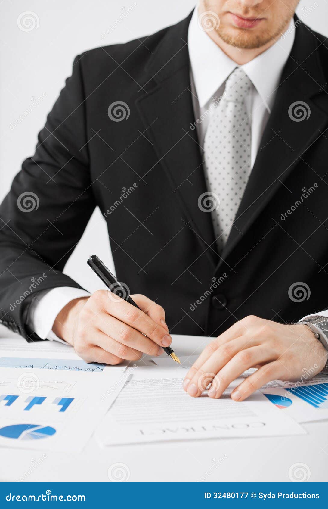 Man with contract stock image. Image of businessman, form - 32480177