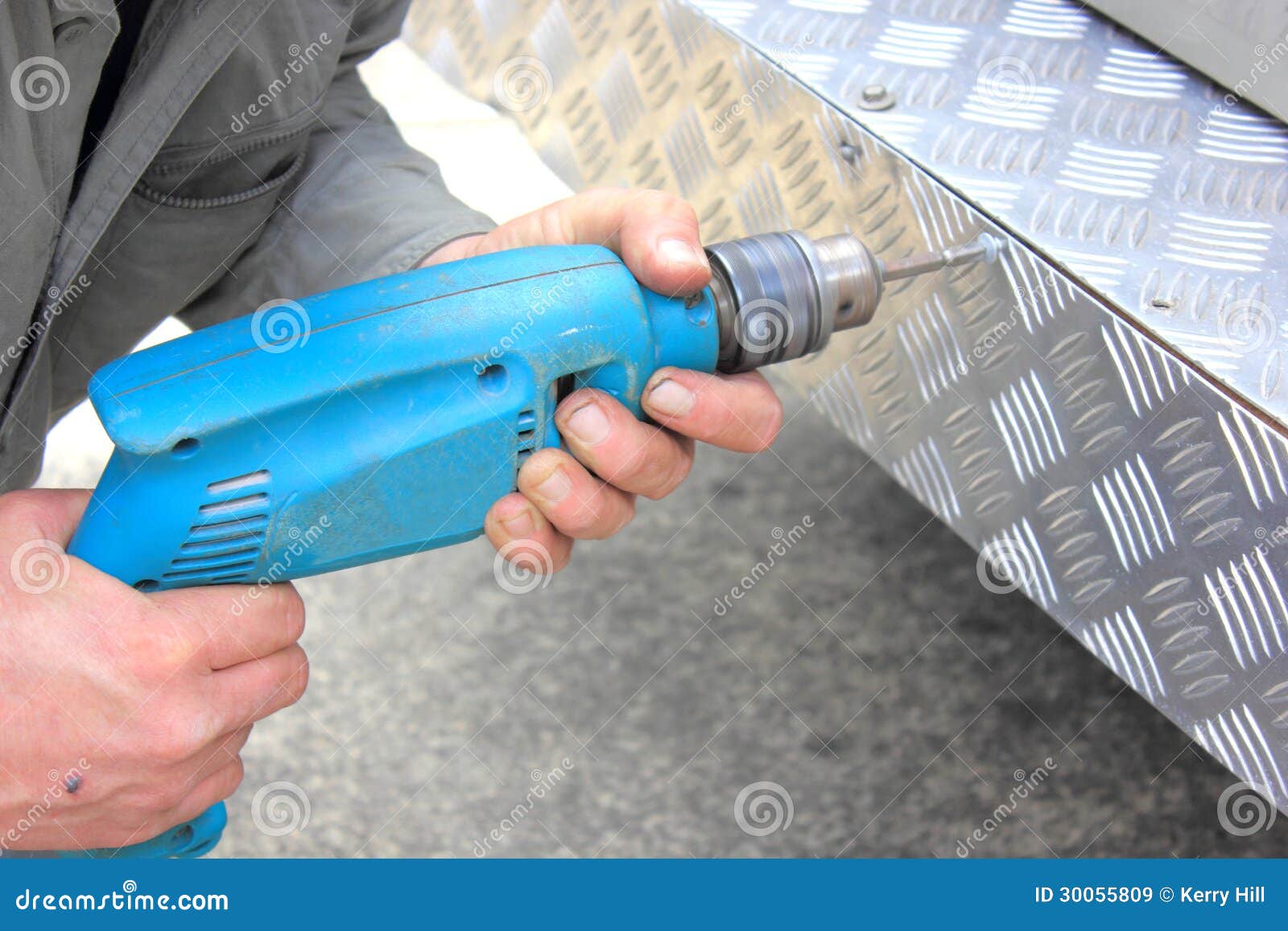 Male worker using drill stock image. Image of installation - 30055809