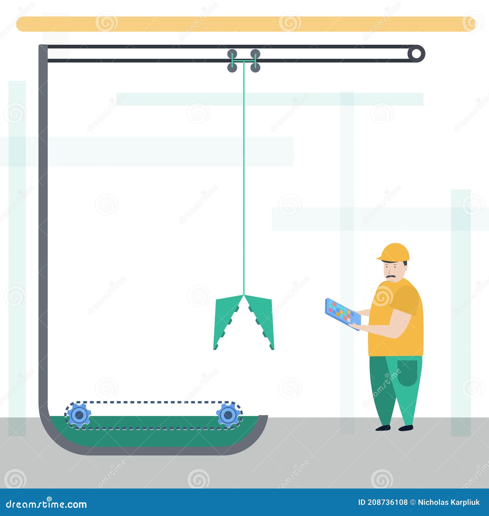Man is Controlled on the Line. Vector Illustration Stock Vector ...