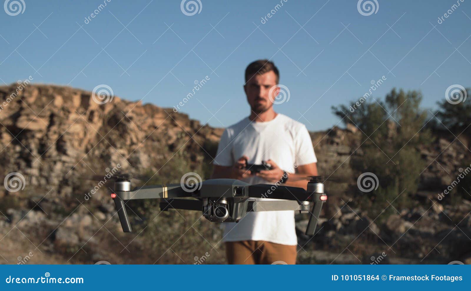 Man Controlling Drone with Rc. Stock Photo - Image of flight ...