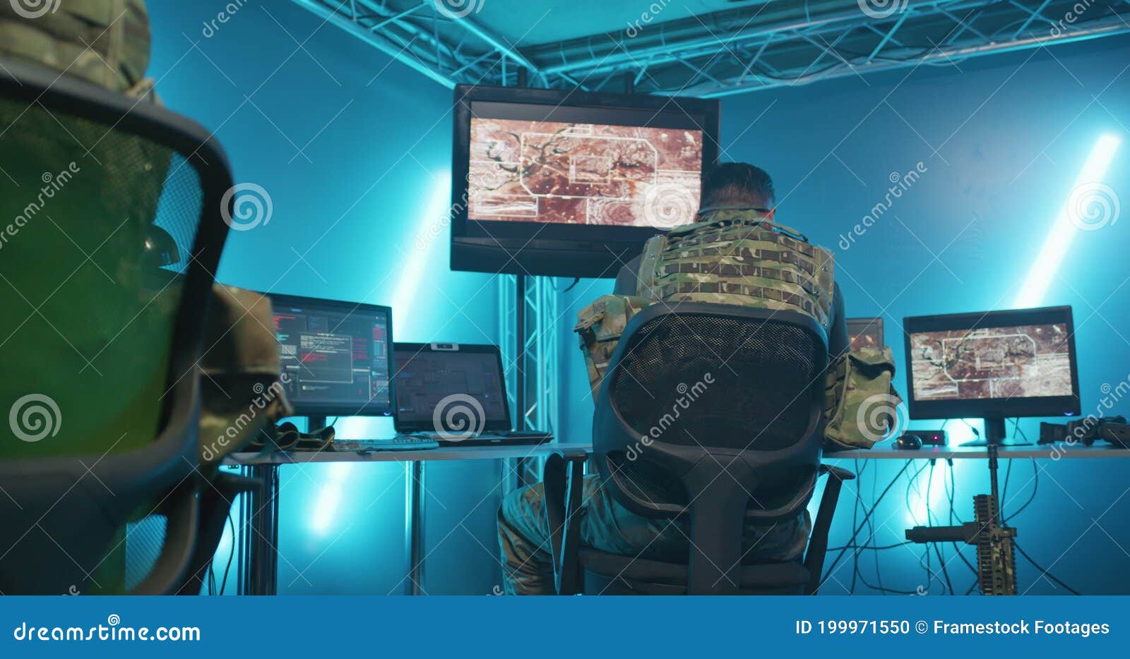 Man Controlling Enemy from Hideout Post Stock Footage - Video of ...