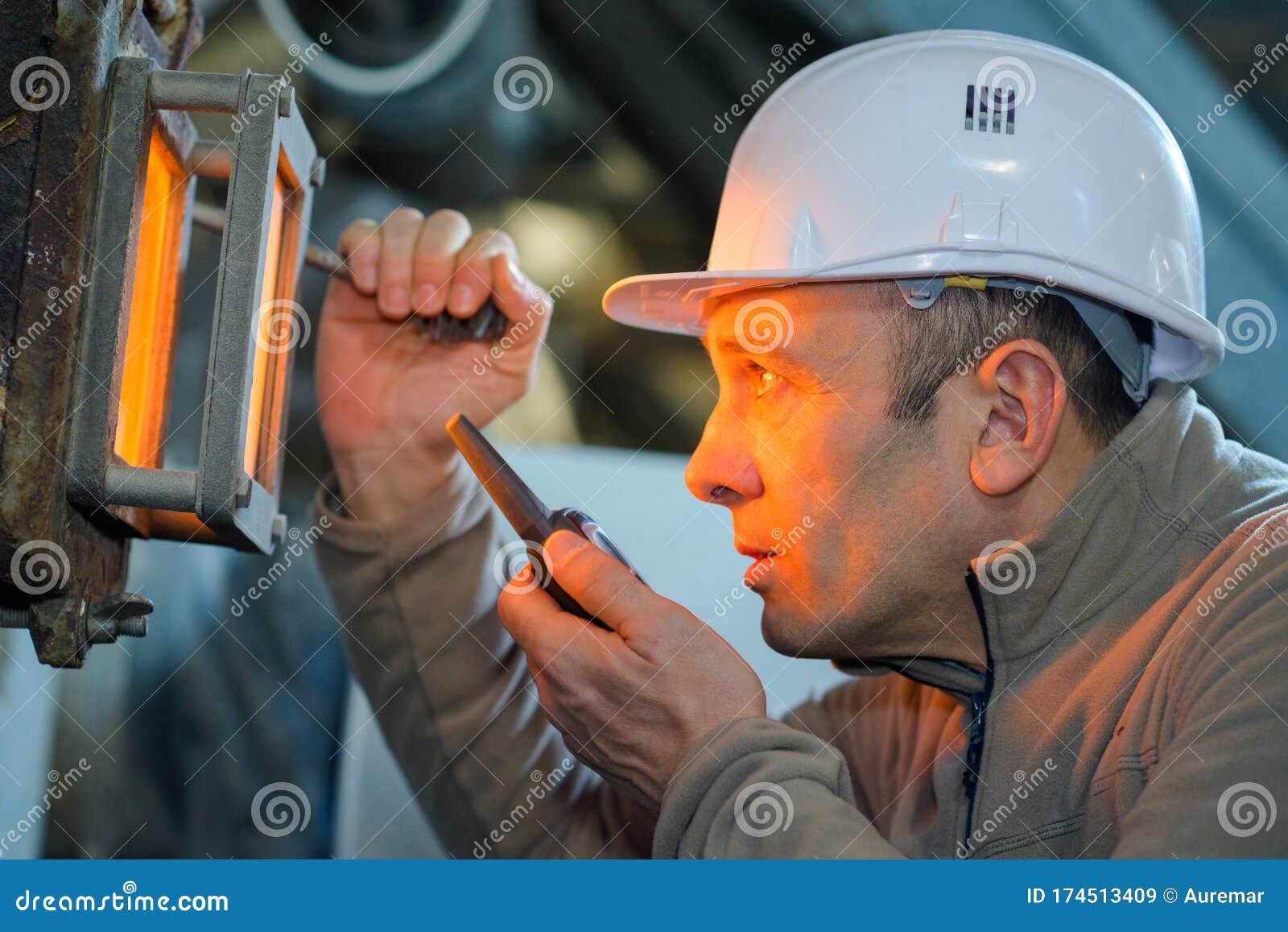 Man Controlling Heat Machine in Factory Stock Image - Image of ...