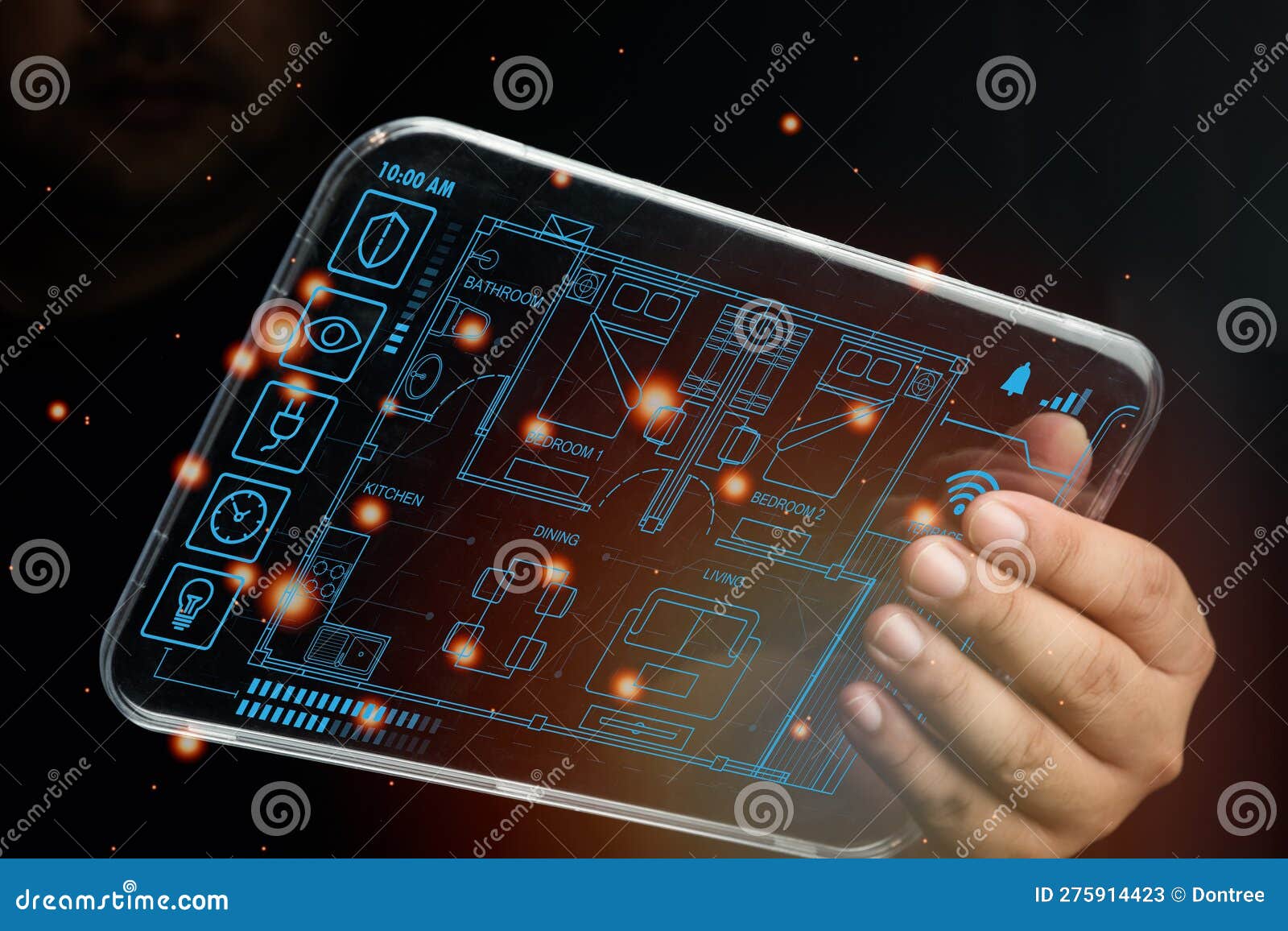Car Dashboard With A Digital Touchscreen. Steering Wheel Of A Electric ...