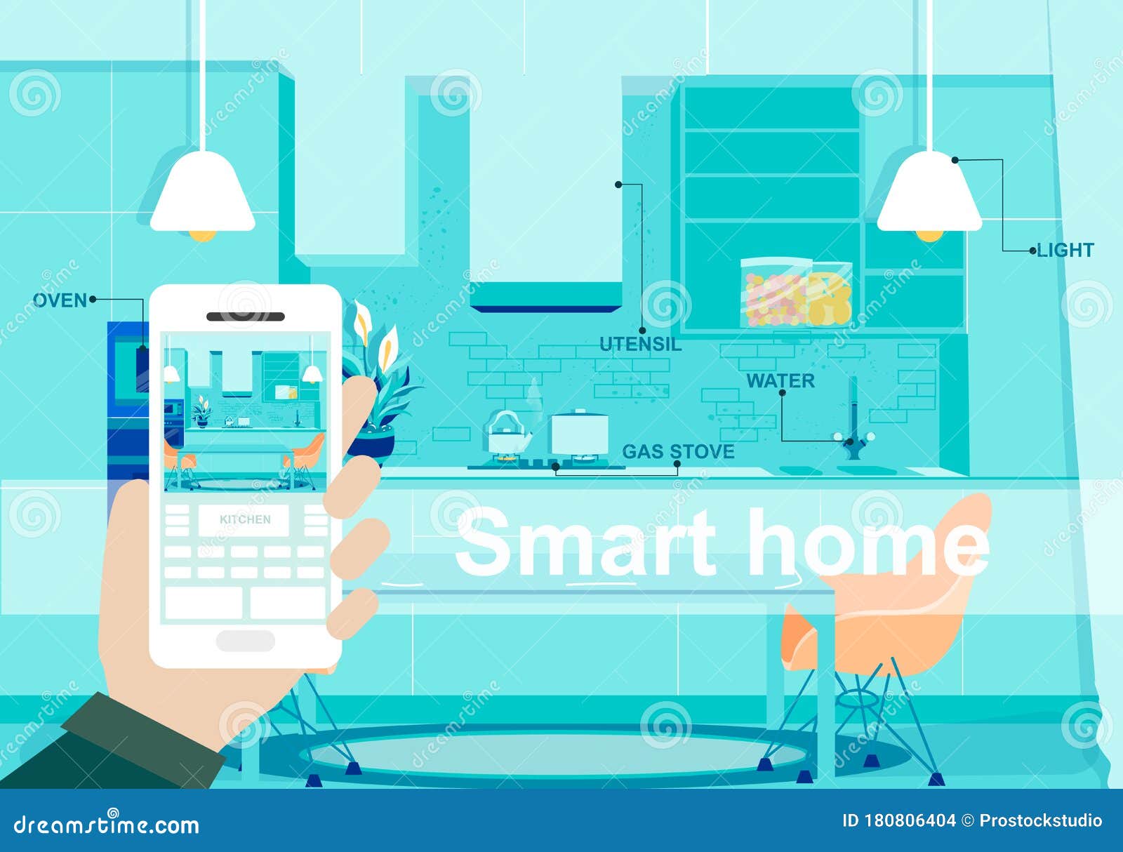 Man Controlling Smart Home Technology with Smartphone Stock ...