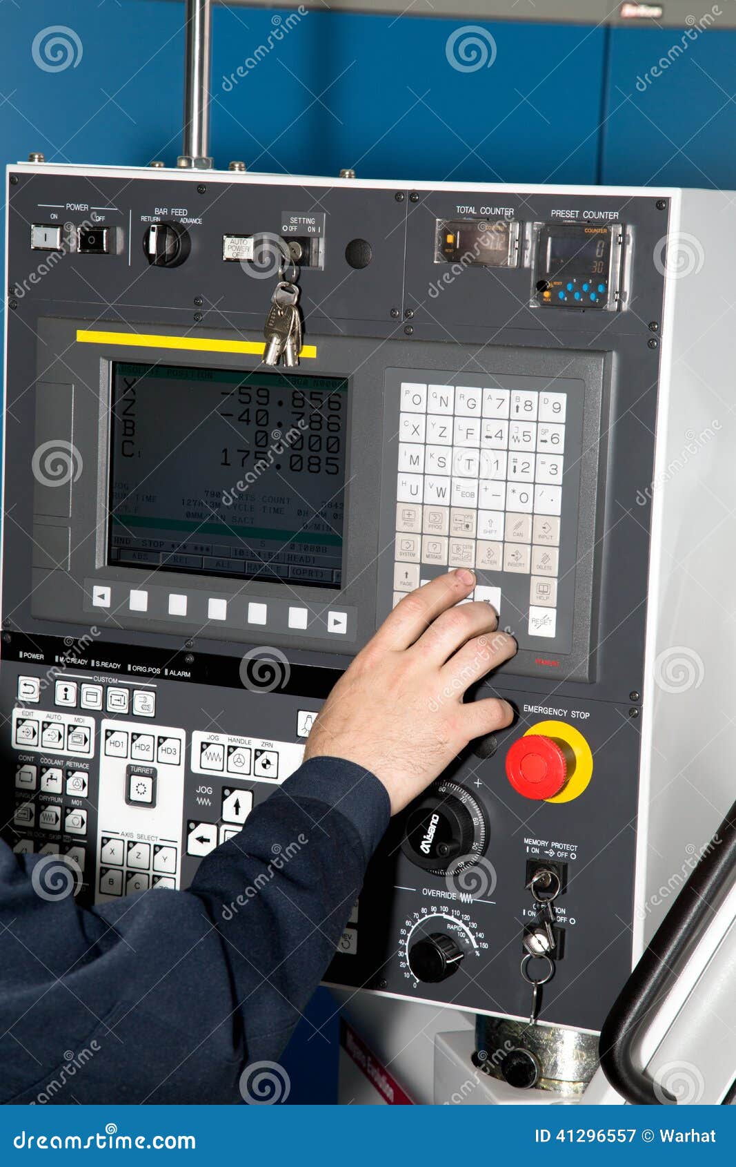 Man Controls of a Machine CNC Stock Image - Image of horizontal ...
