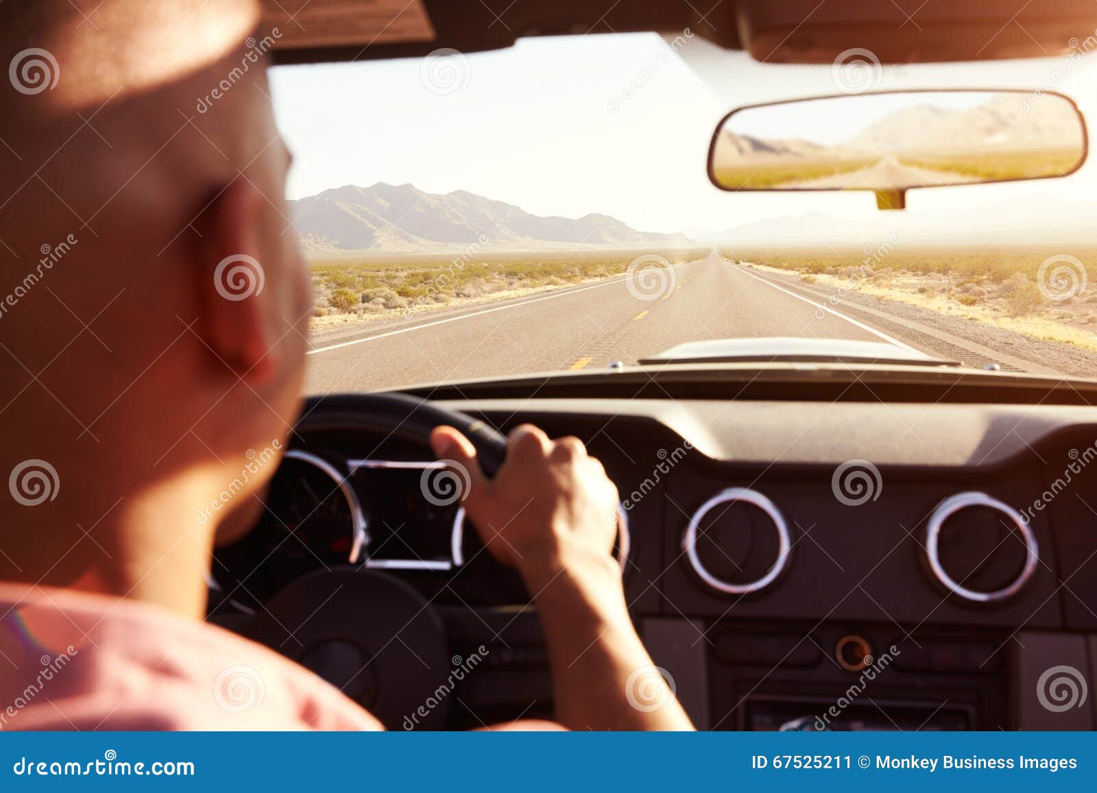 Man in Convertible Car Driving Along Open Road Stock Image - Image of ...