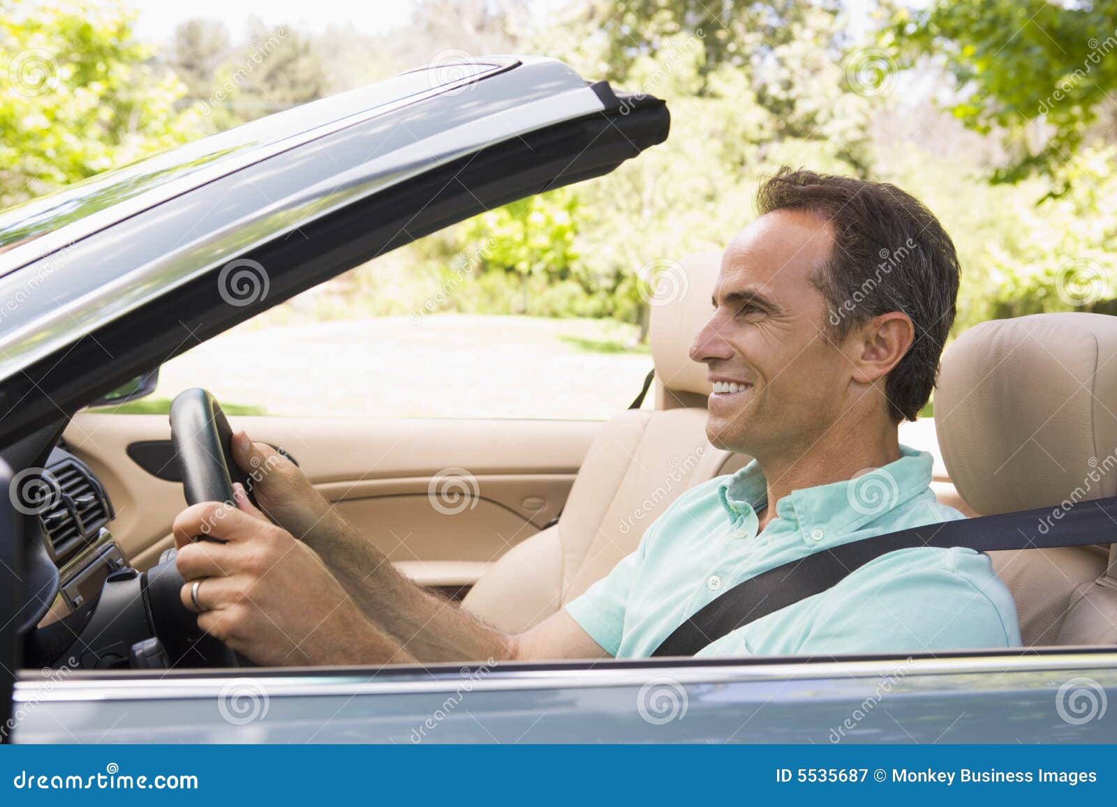 Man in Convertible Car Smiling Stock Image - Image of aged, pride: 5535687